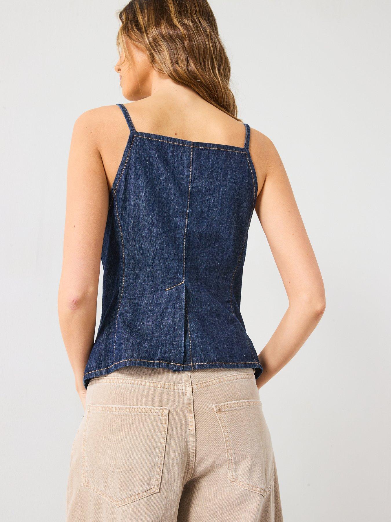 Mango Buttoned Denim Top - Blue | Very