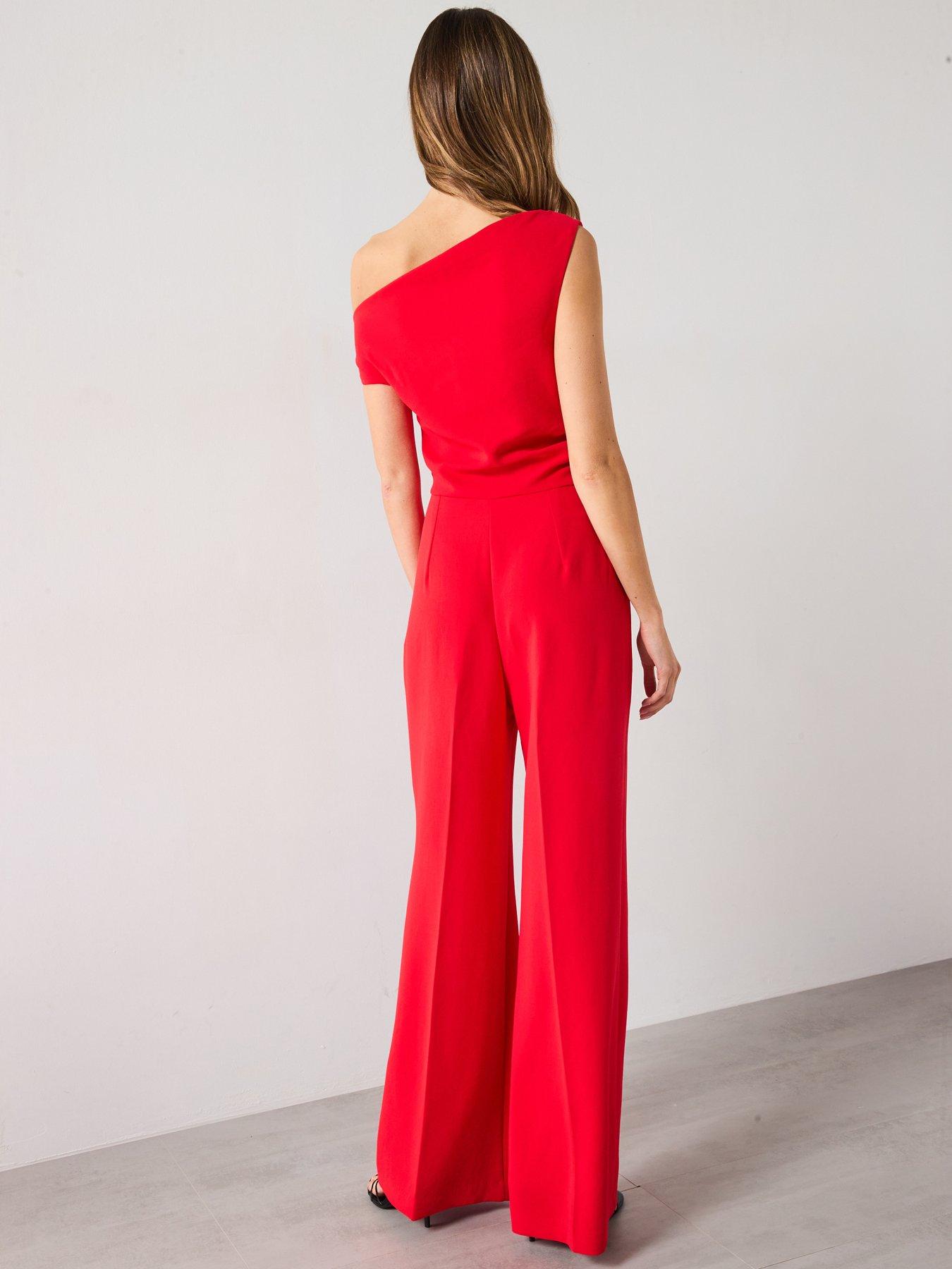 Mango Long Asymmetrical Draped Jumpsuit - Red | Very