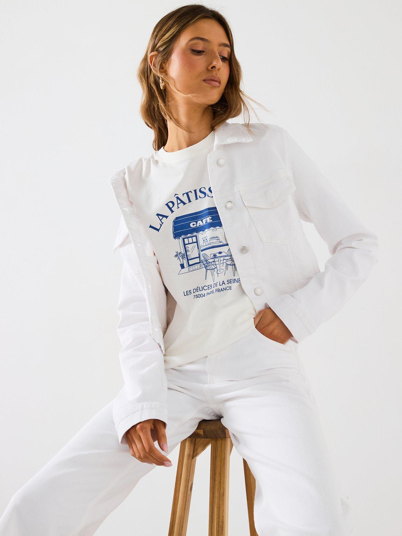 Mango Crop Denim Jacket - White | Very