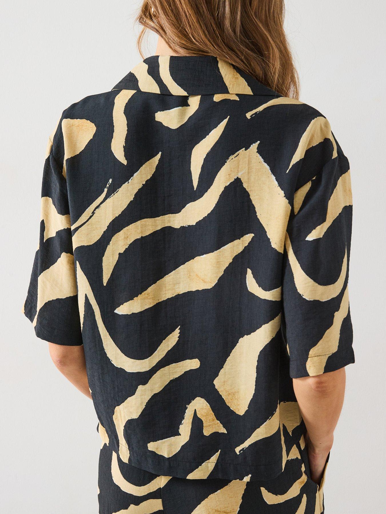 Mango Printed Short-Sleeved Shirt - Black | Very