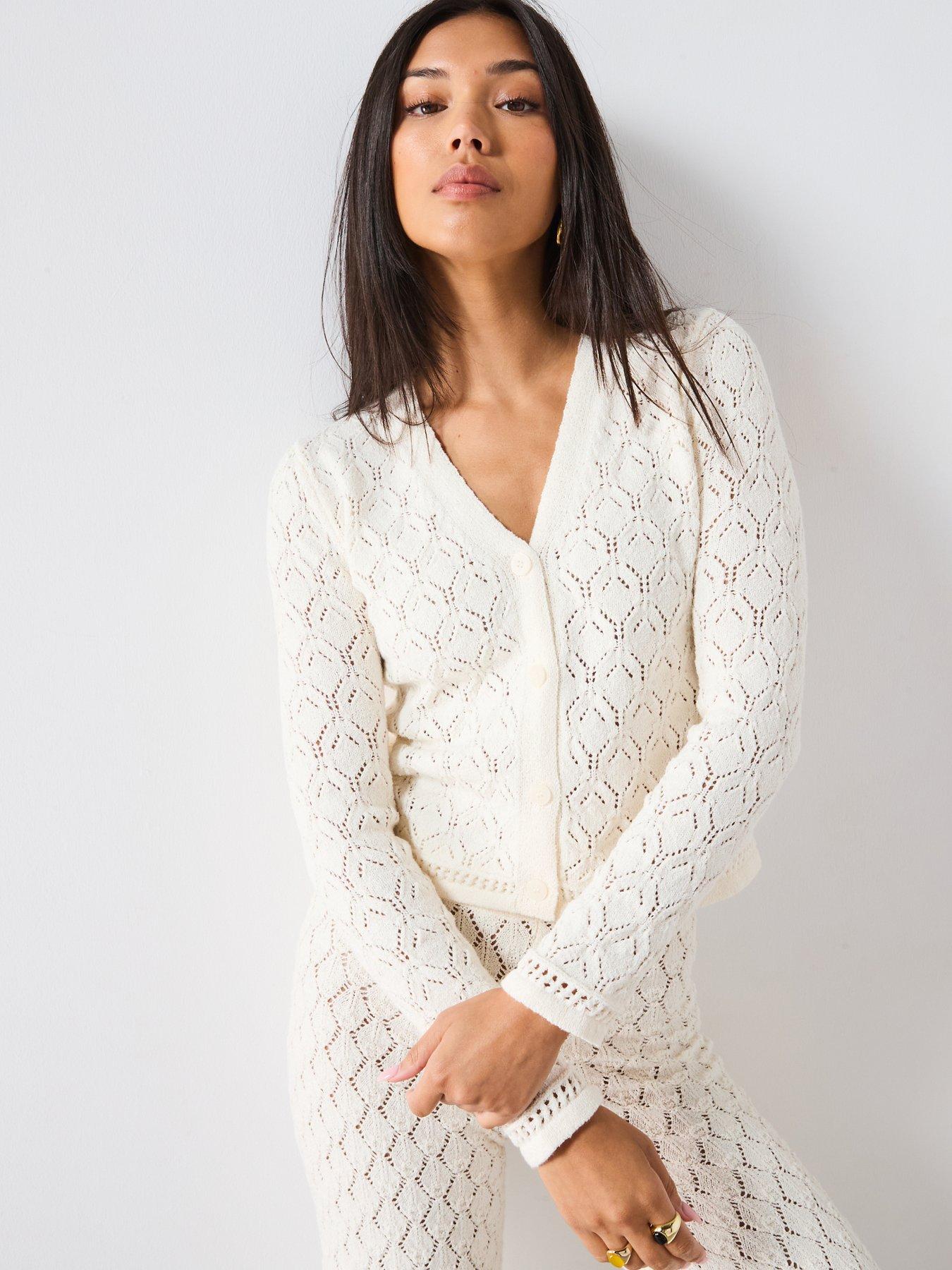 Mango Pattern Knit Detailed Cardigan - Cream | Very