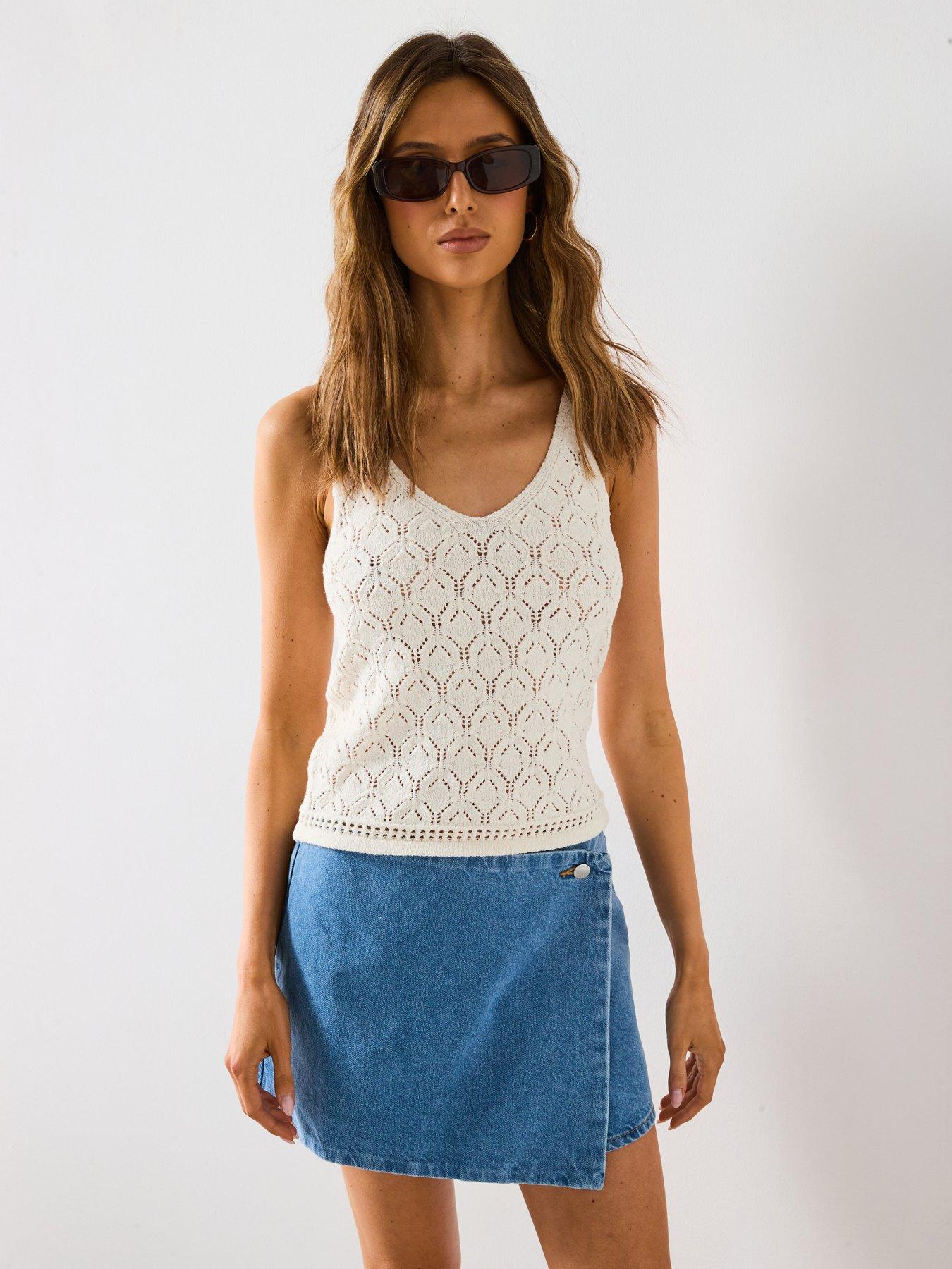 Mango Openwork Details Knit Top - Cream | Very