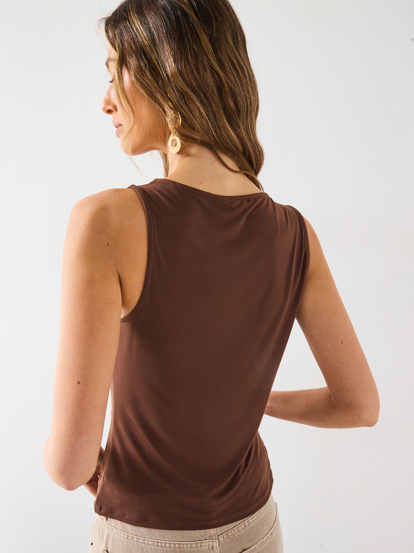 Mango Fitted Top With Metallic Detail - Brown | Very