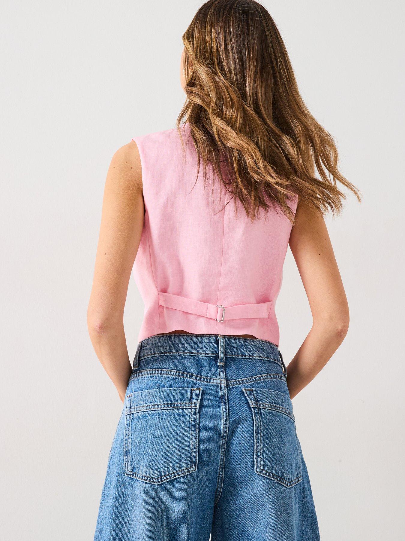 Mango Linen Suit Waistcoat - Pink | Very