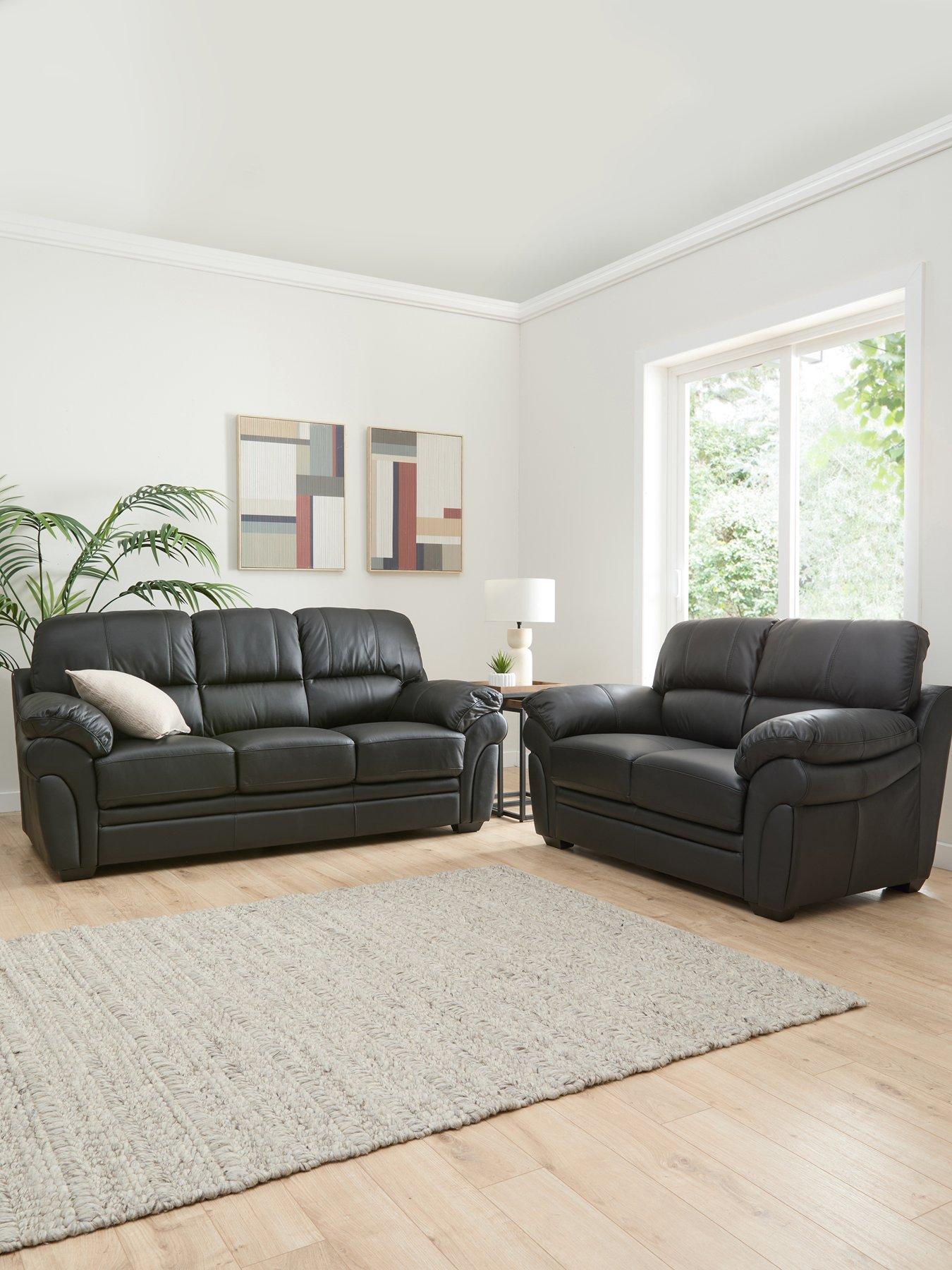 Sofas | Leather | Black | Sofa Sets | Sofas, Armchairs & Footstools | Home & Garden | Very