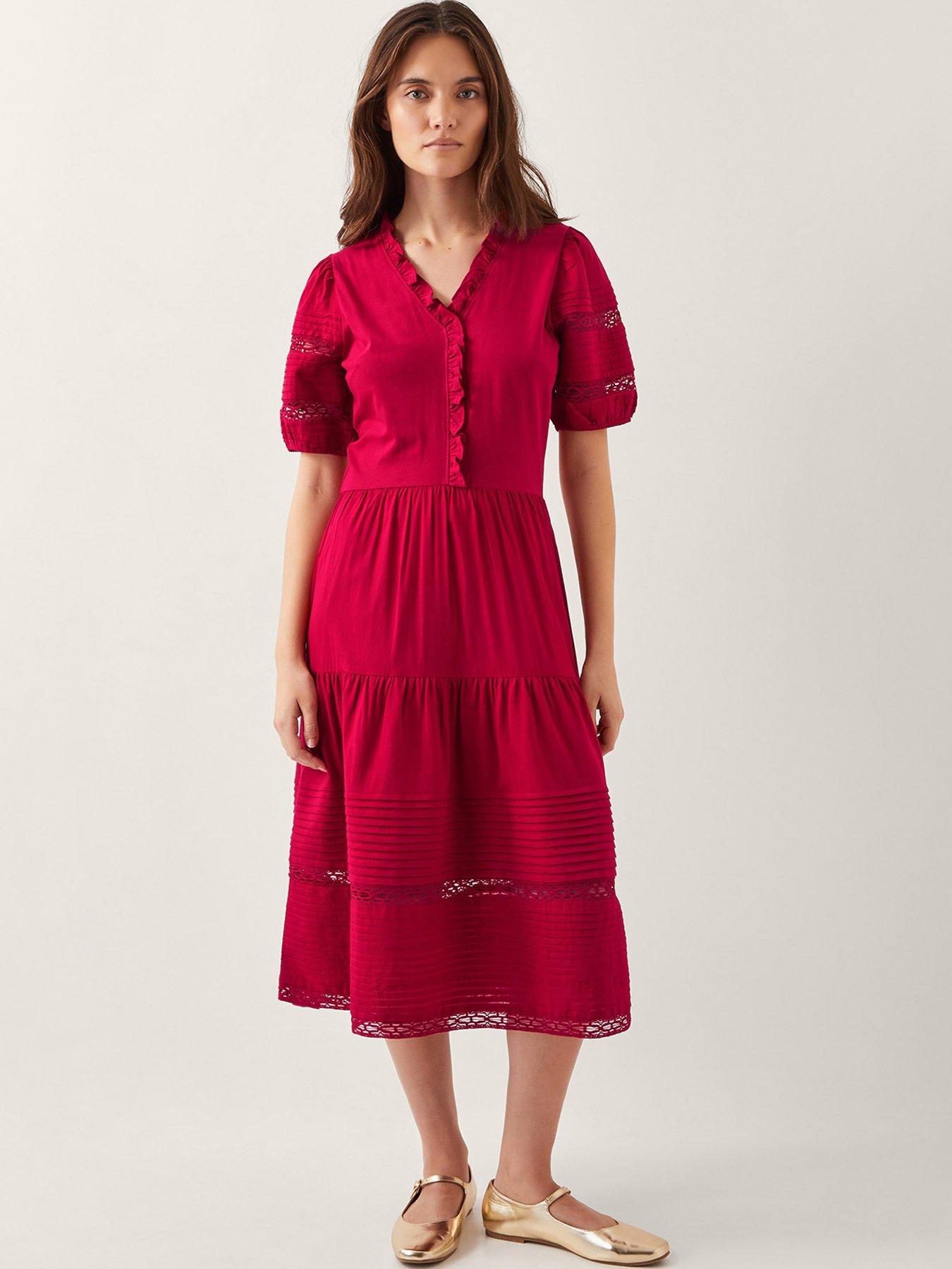 Monsoon Wendy Woven Mix Top - Red | Very
