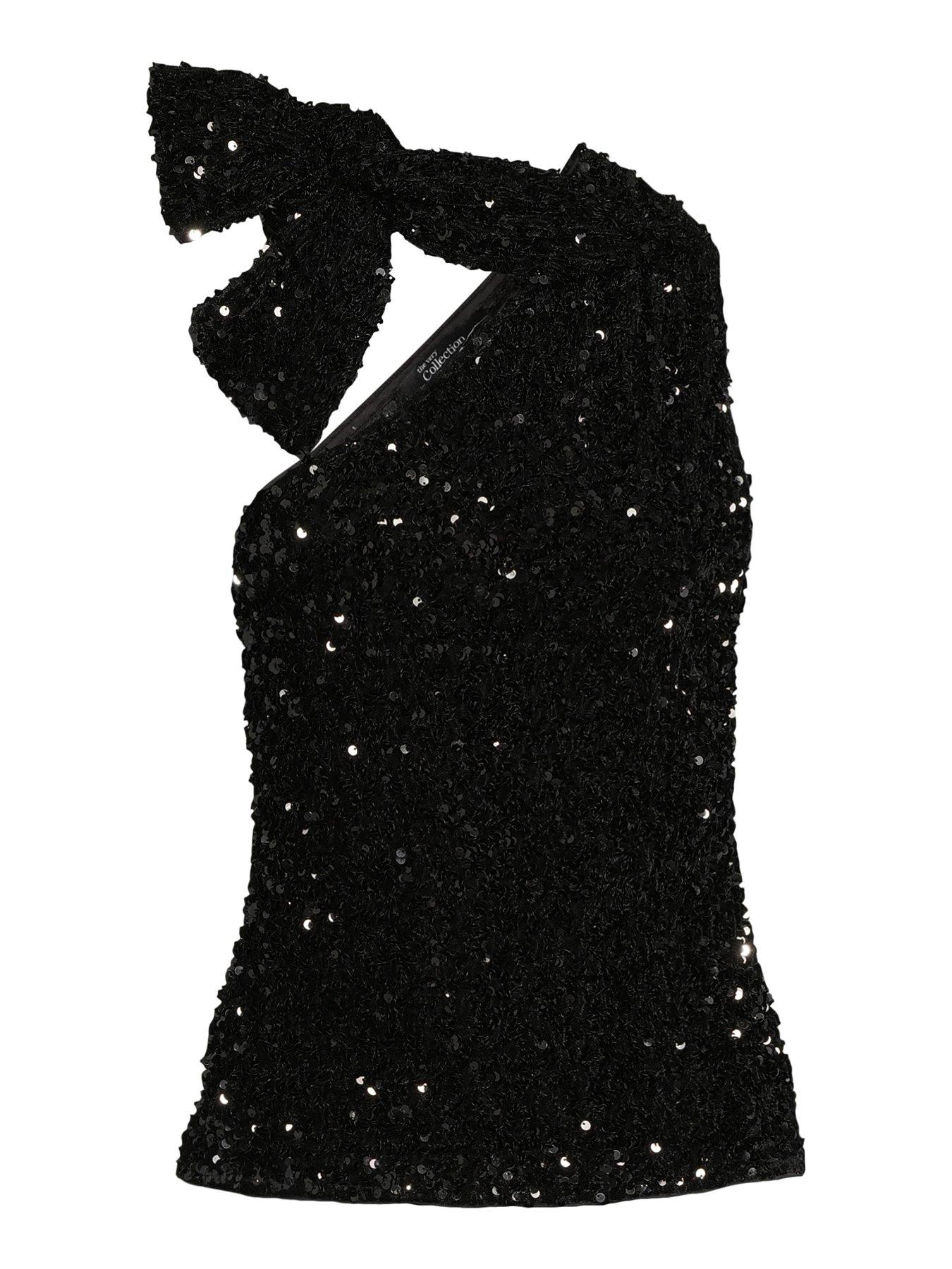 The Very Collection Sequin Bow Top - Black | Very