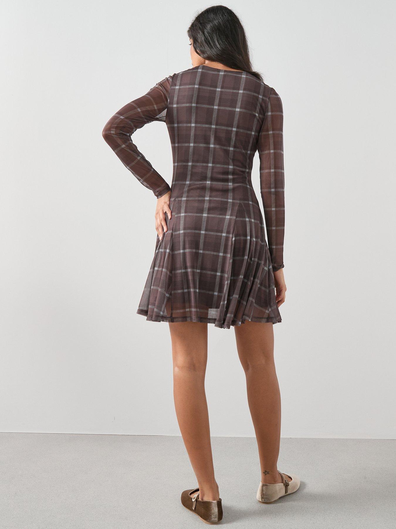 V by Very Check Mesh Printed Dress - Multi | Very