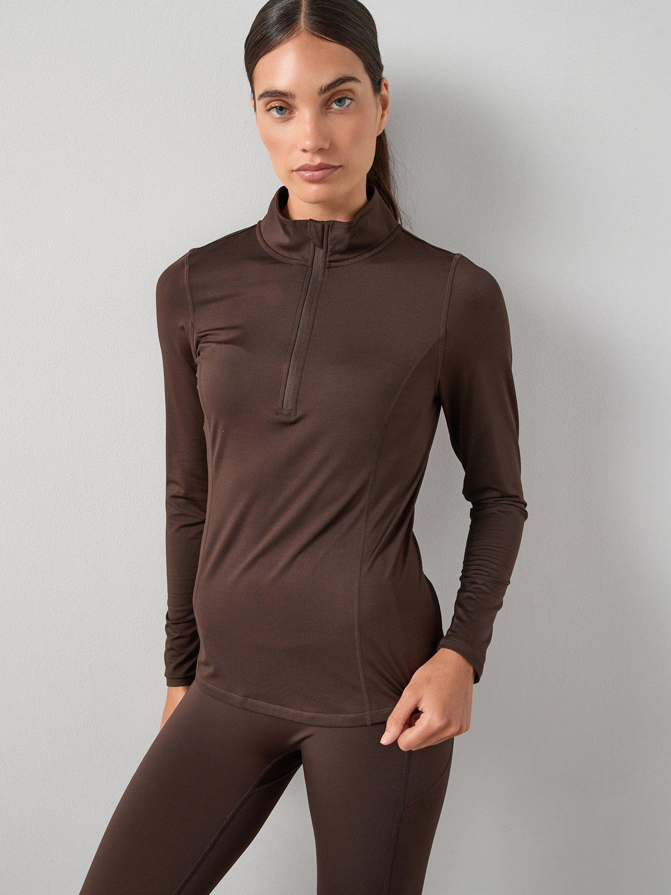 The Very Collection Half Zip Sports Top - Brown | Very
