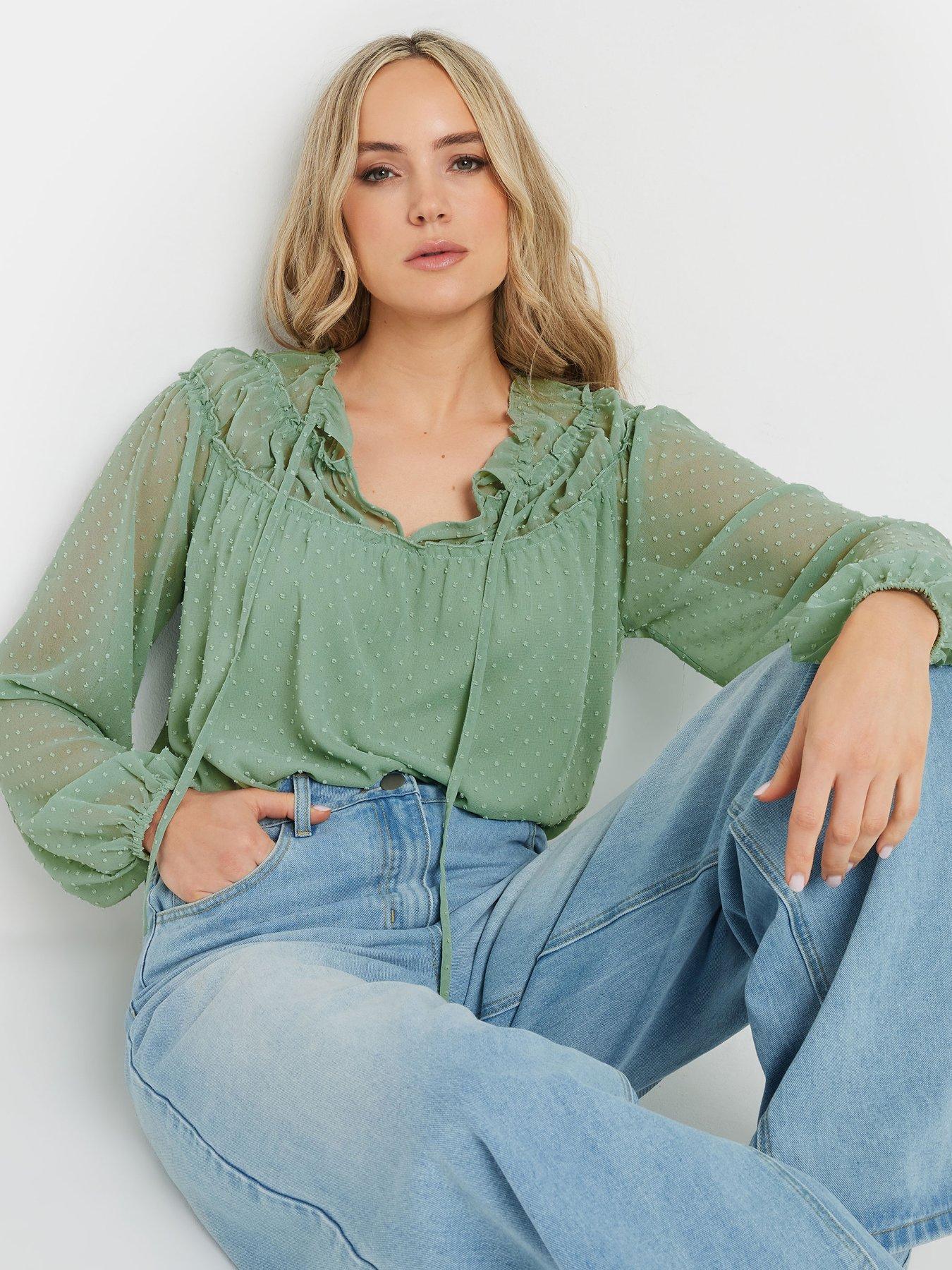 Long Tall Sally Tall Dobby Shirred Tie Blouse | Very