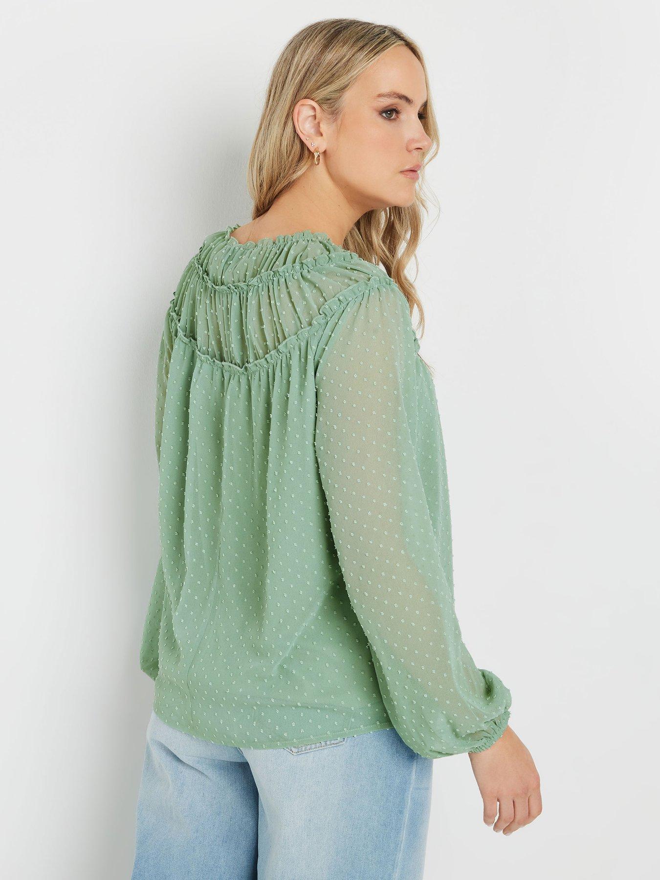 Long Tall Sally Tall Dobby Shirred Tie Blouse | Very