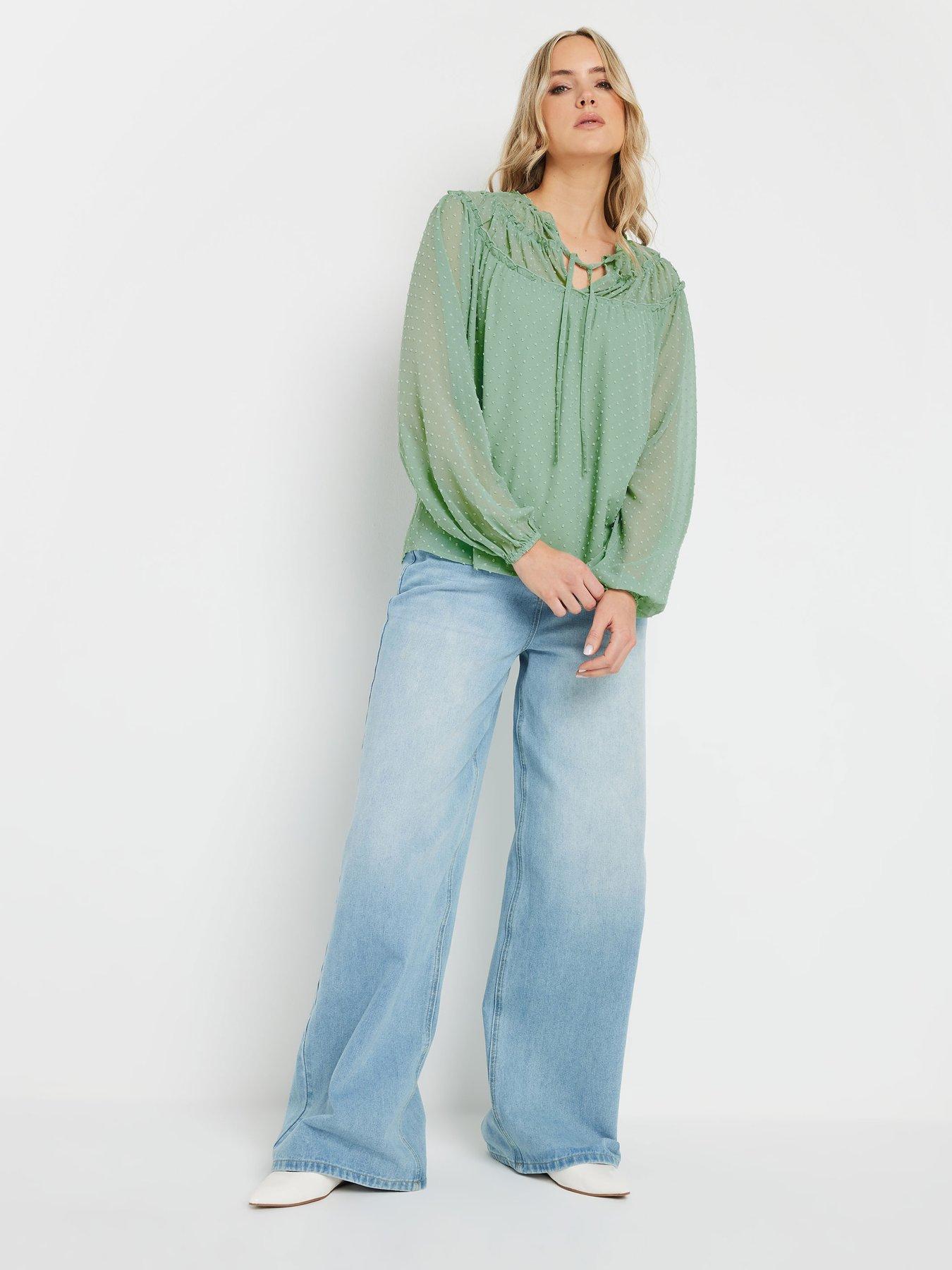 Long Tall Sally Tall Dobby Shirred Tie Blouse | Very