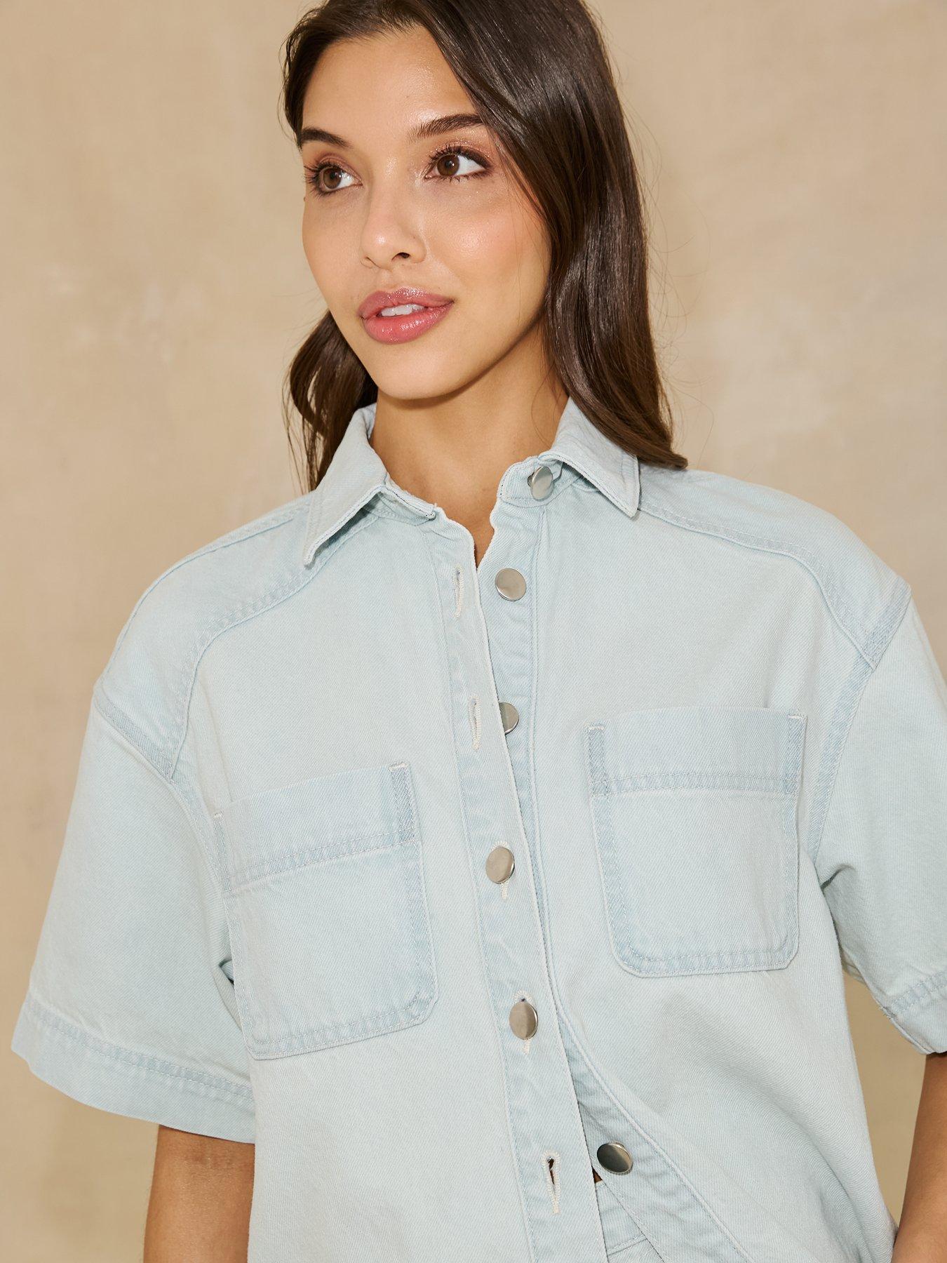Michelle Keegan Denim Shirt Co-Ord - Light Wash | Very