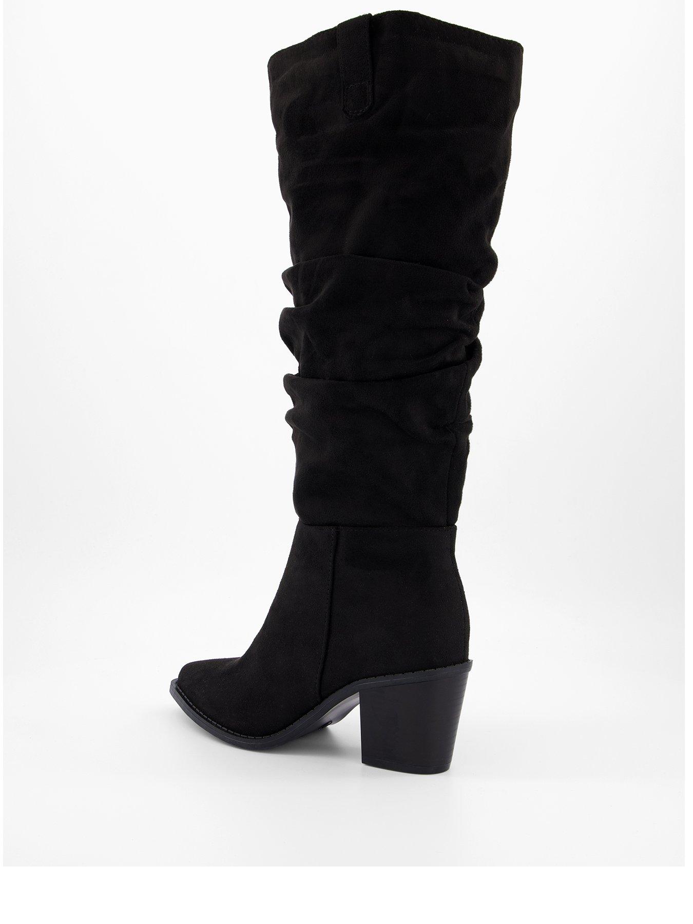 V by Very Wide Fit Slouch Knee Boots - Black | Very
