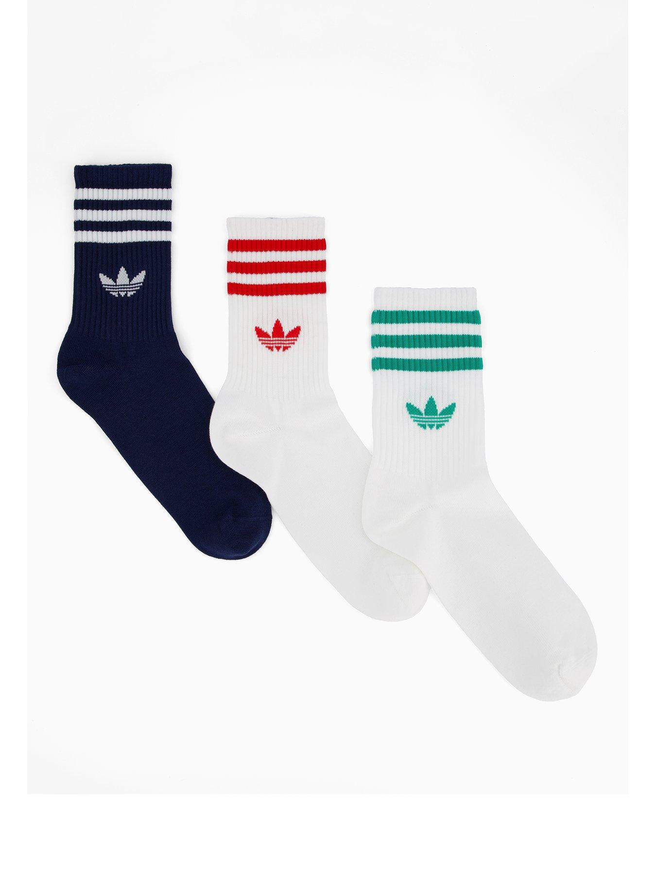 adidas Originals Men's 3 Stripe Crew Socks 3 Pack - Multi | Very