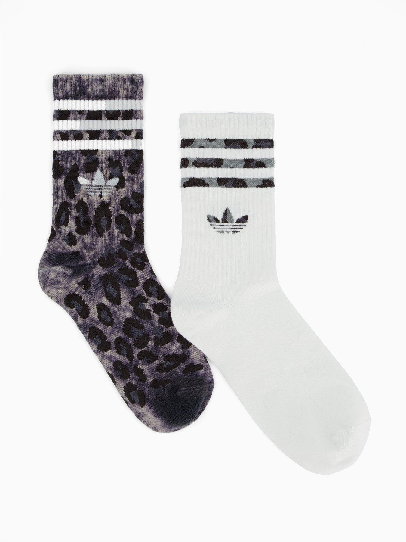 adidas Originals Women's Leopard Crew Socks 2 Pack - Black | Very