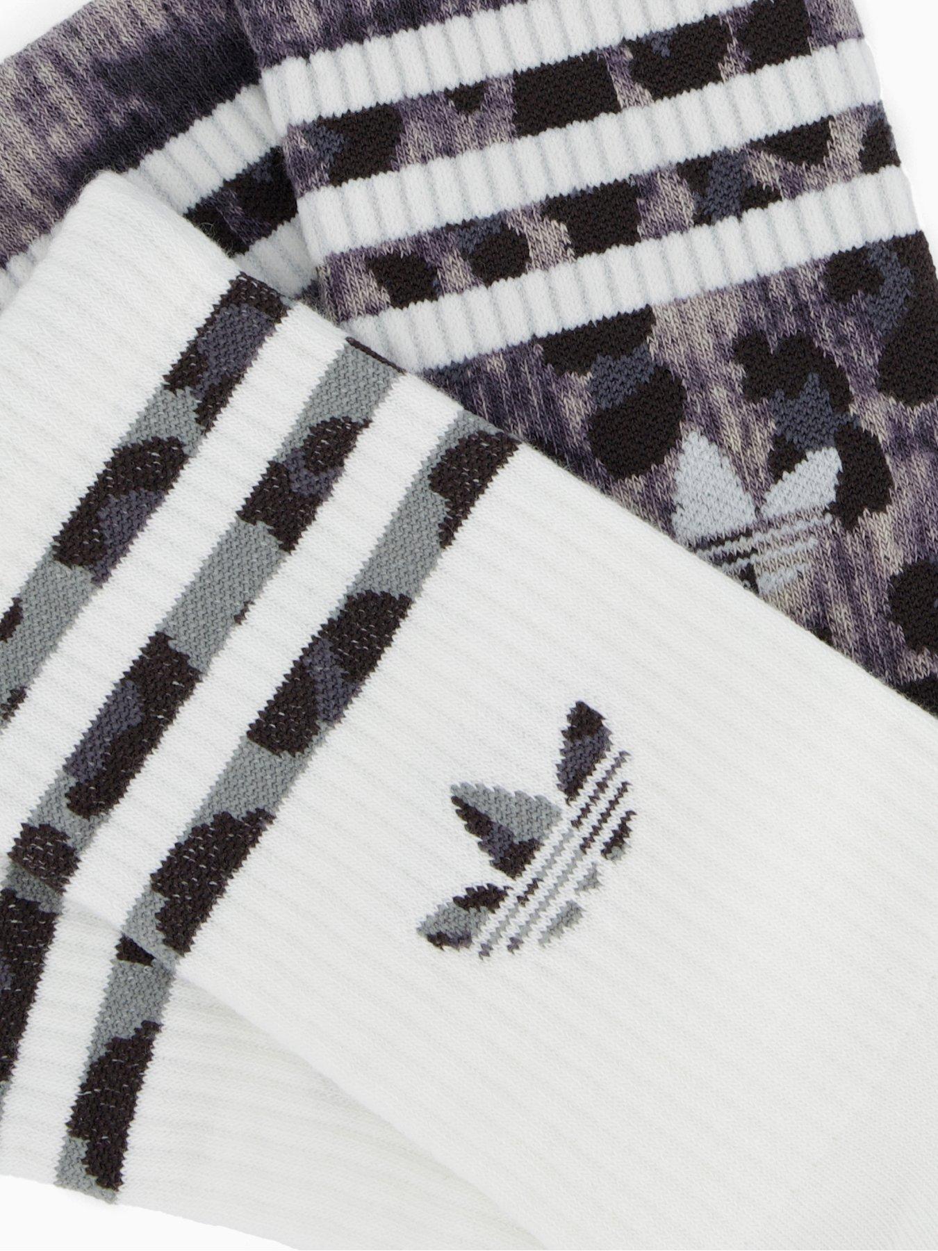 adidas Originals Women's Leopard Crew Socks 2 Pack - Black | Very