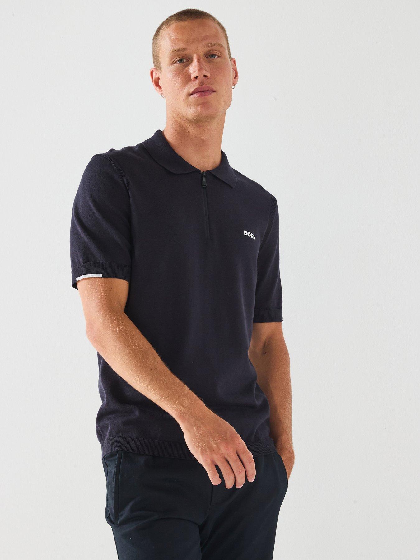 BOSS Ever-x Regular Fit Knitted Polo - Navy | Very