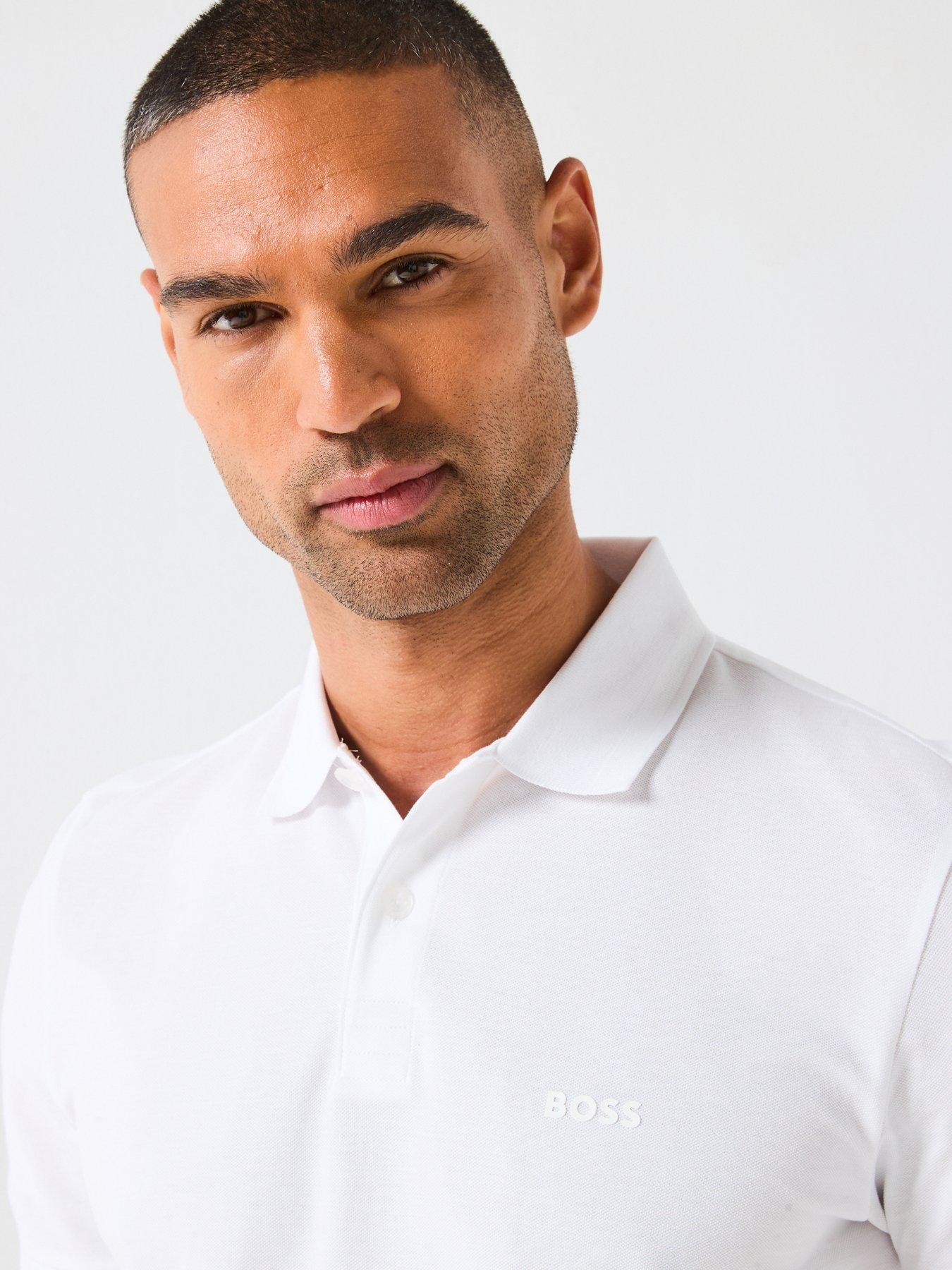 BOSS Tonal Logo Polo Shirt - White | Very