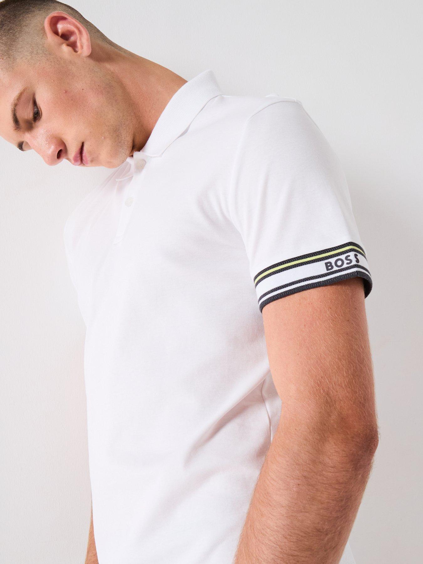 BOSS Polo Zone Slim Fit Arm Logo Polo Shirt - White | Very