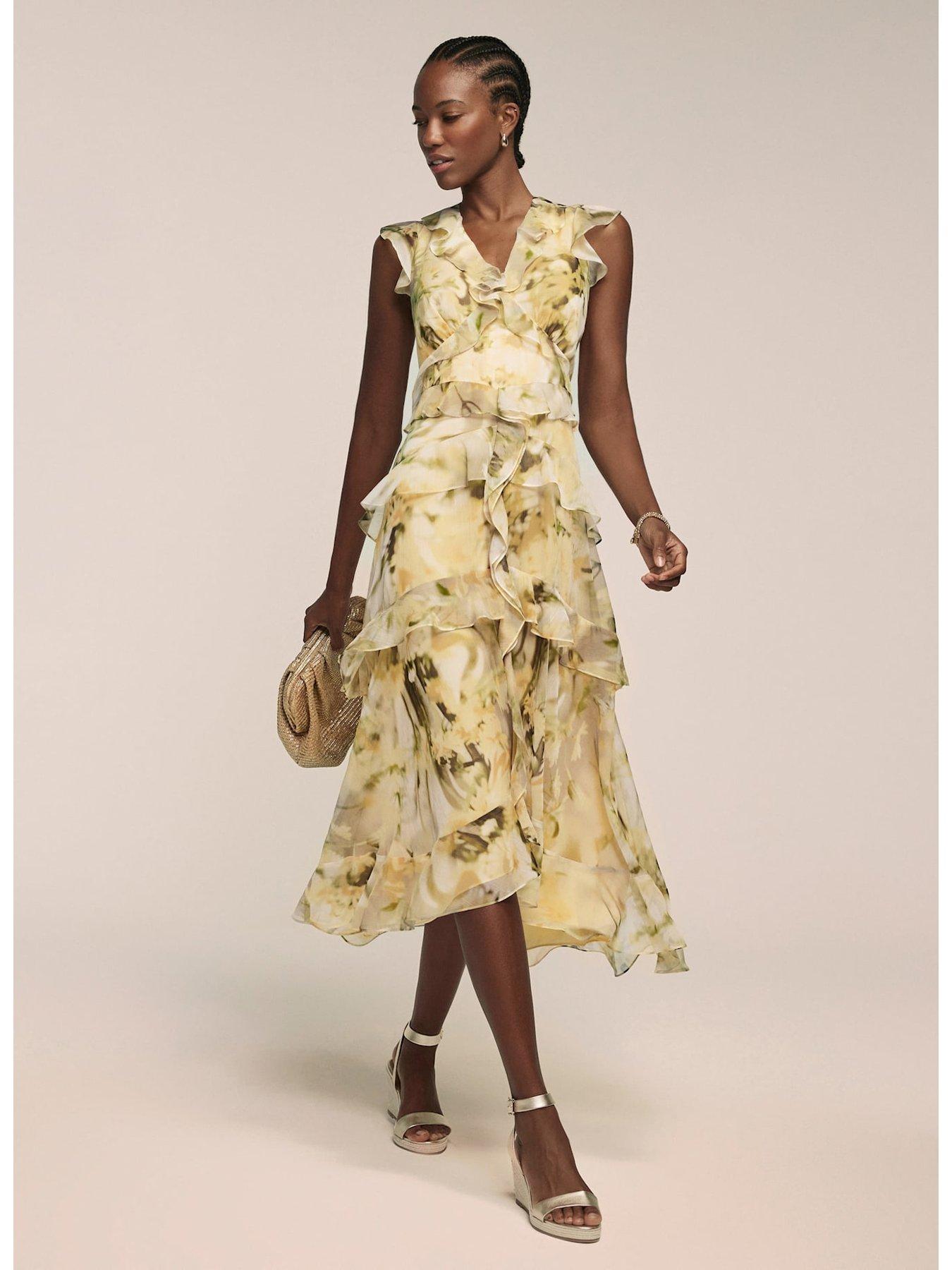 Mint Velvet Yellow Floral Print Midi Dress - Cream | Very
