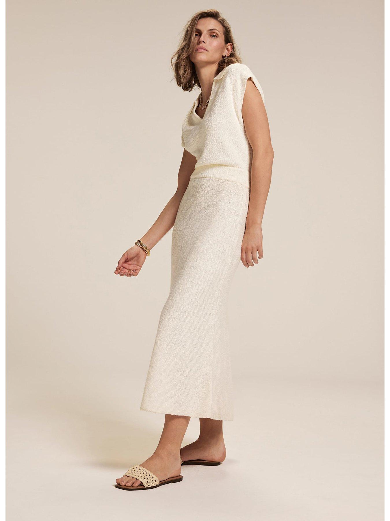 Mint Velvet White Textured Midi Dress - Cream | Very