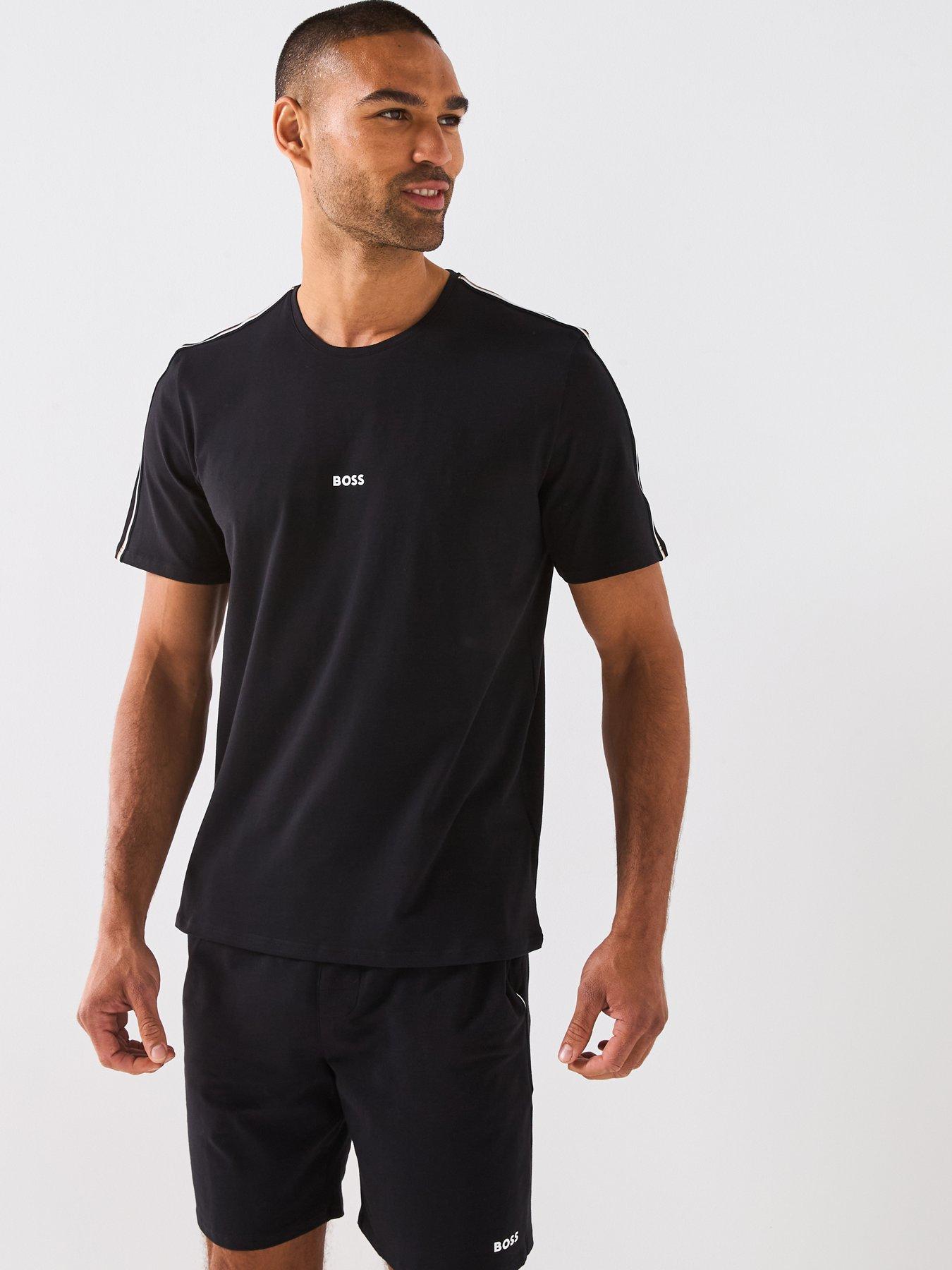 HUGO Boss Unique Global Stripe Taped Loungewear T-Shirt - Black | Very