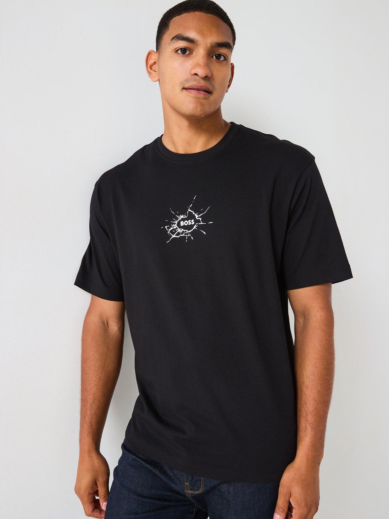 BOSS Voyage Relaxed Fit Small Crack Logo T-Shirt - Black | Very