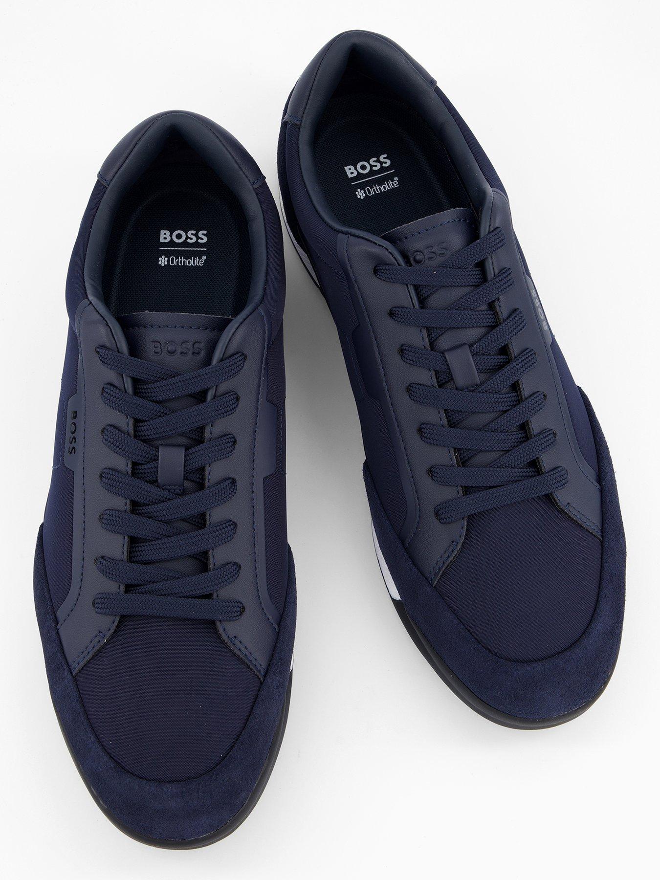 BOSS Nitan Suede Mesh Trainers - Navy | Very
