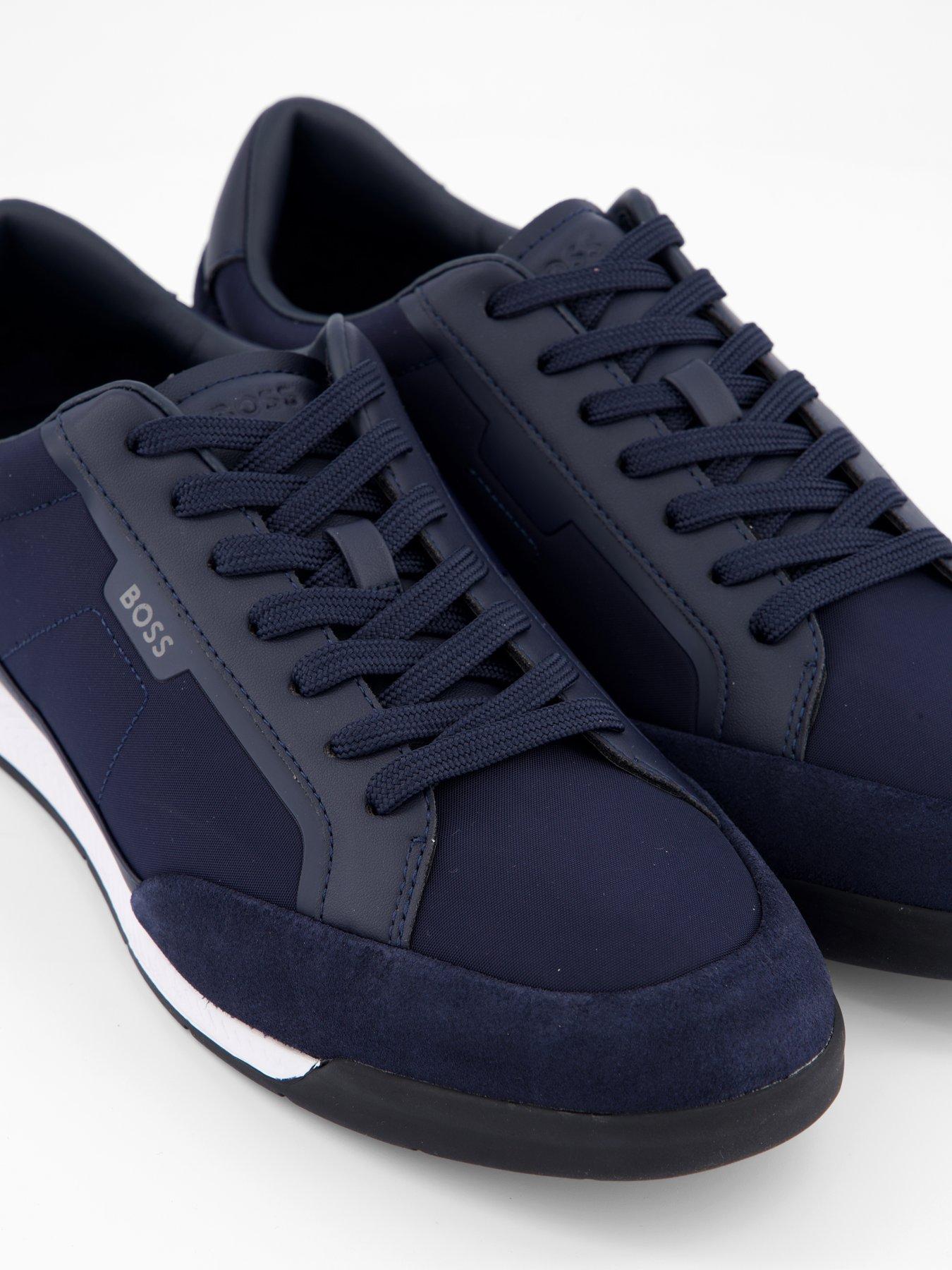BOSS Nitan Suede Mesh Trainers - Navy | Very
