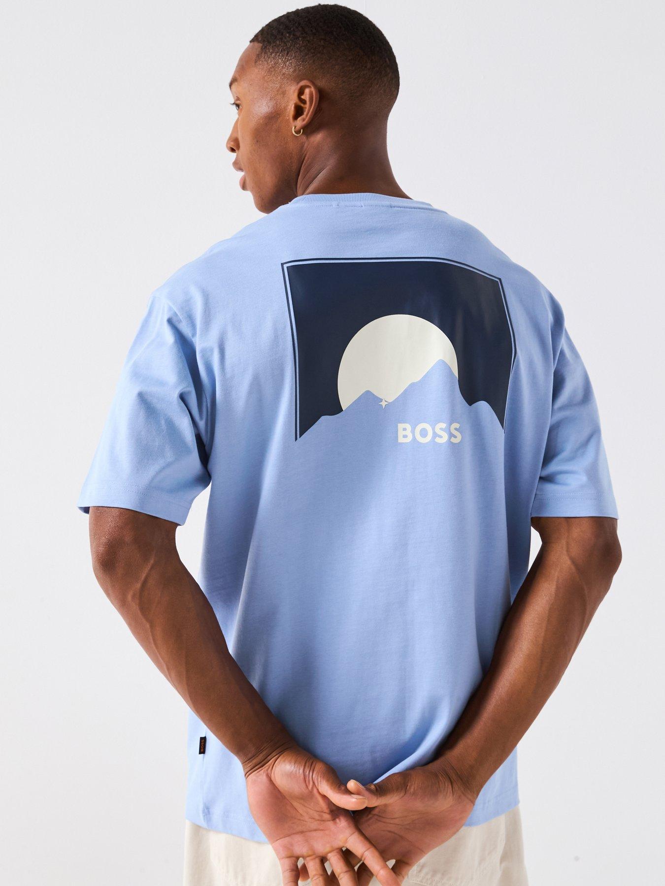 BOSS Move Relaxed Fit Back Print T-Shirt - Light Blue | Very