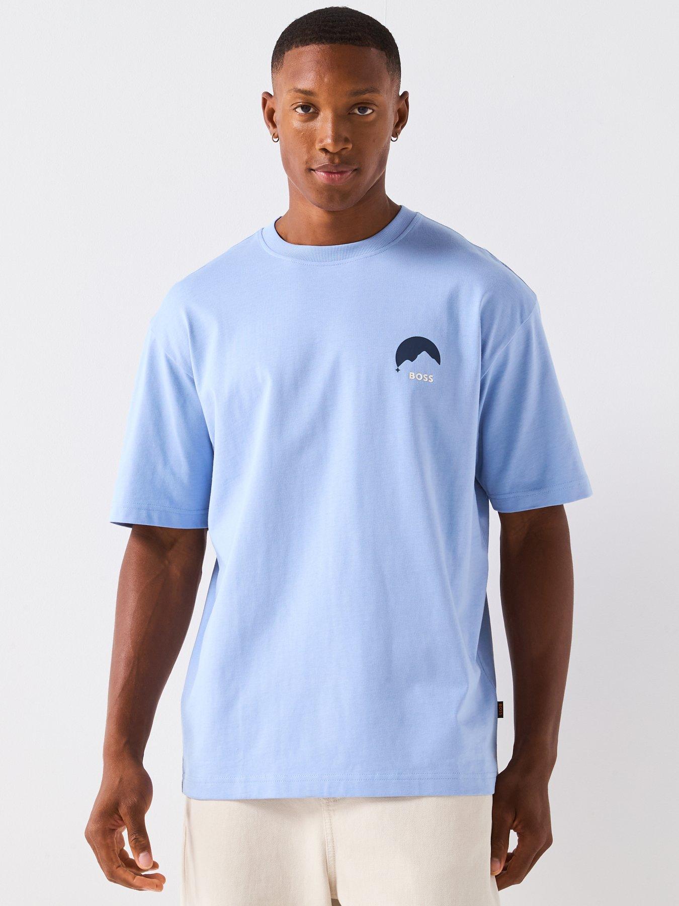 BOSS Move Relaxed Fit Back Print T-Shirt - Light Blue | Very