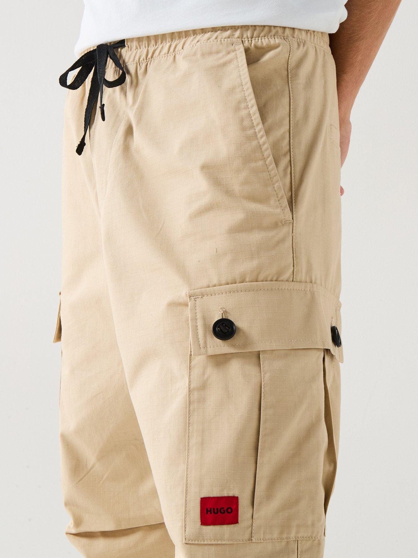 HUGO Garlo233 Regular Fit Drawstring Cargo Pants - Beige | Very