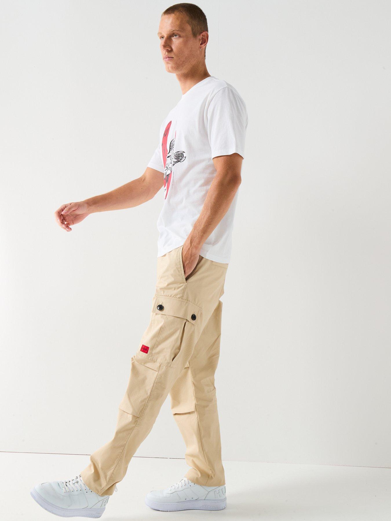 HUGO Garlo233 Regular Fit Drawstring Cargo Pants - Beige | Very