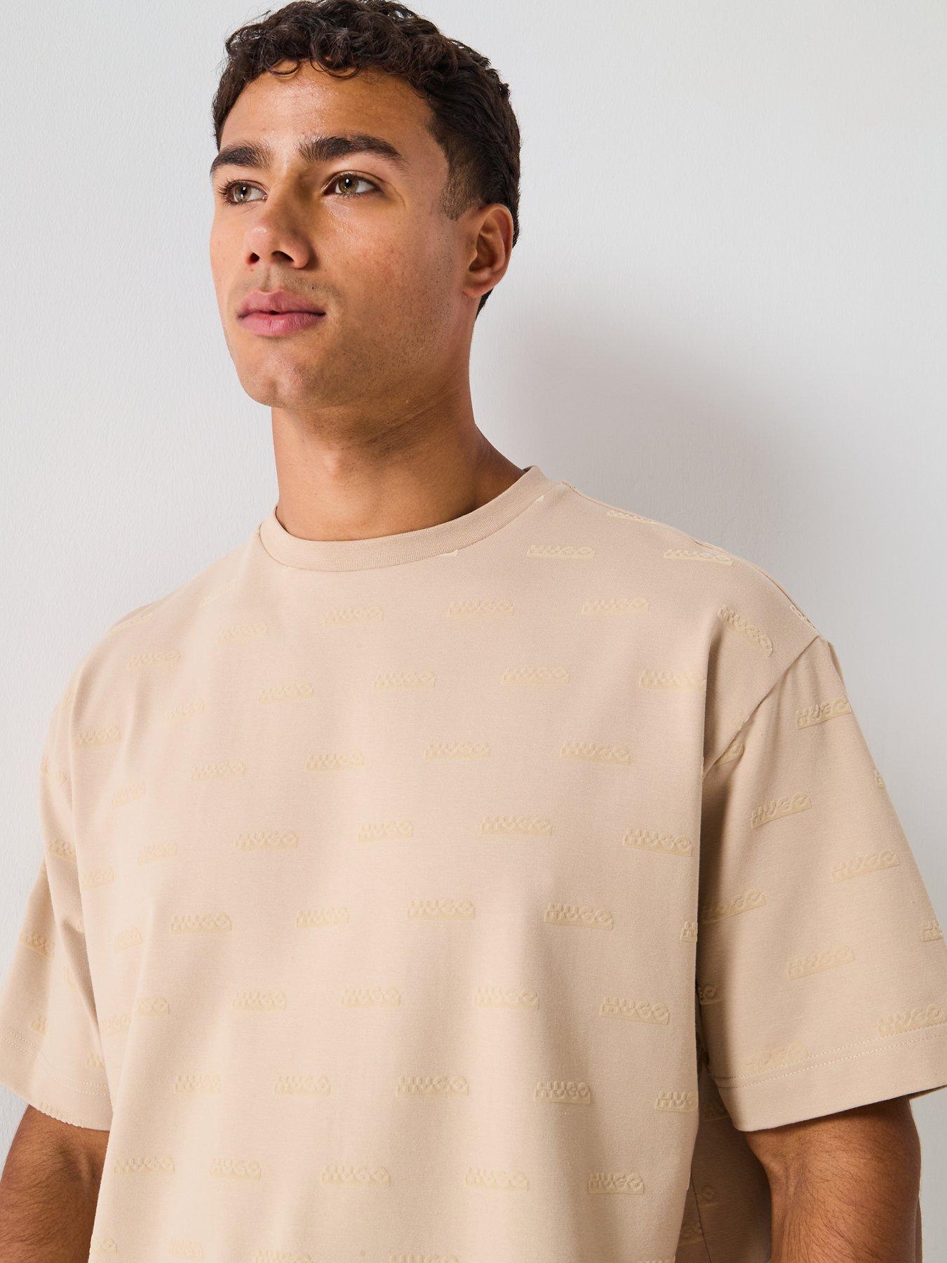 HUGO Bodywear Kay All Over Flock Logo T-Shirt - Beige | Very