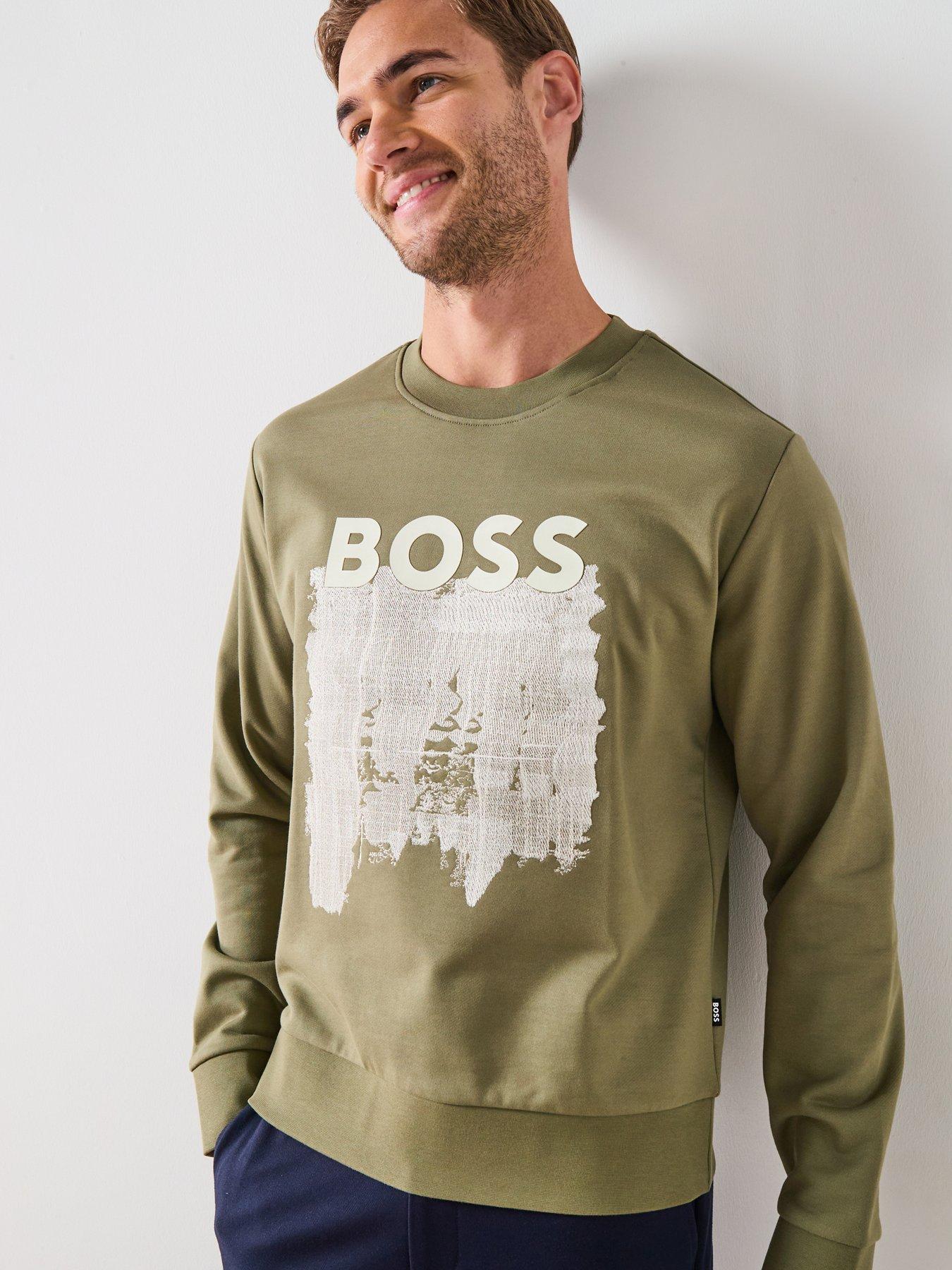 BOSS C-Soleri 214 Regular Fit Graphic Crew Neck Sweat - Green | Very