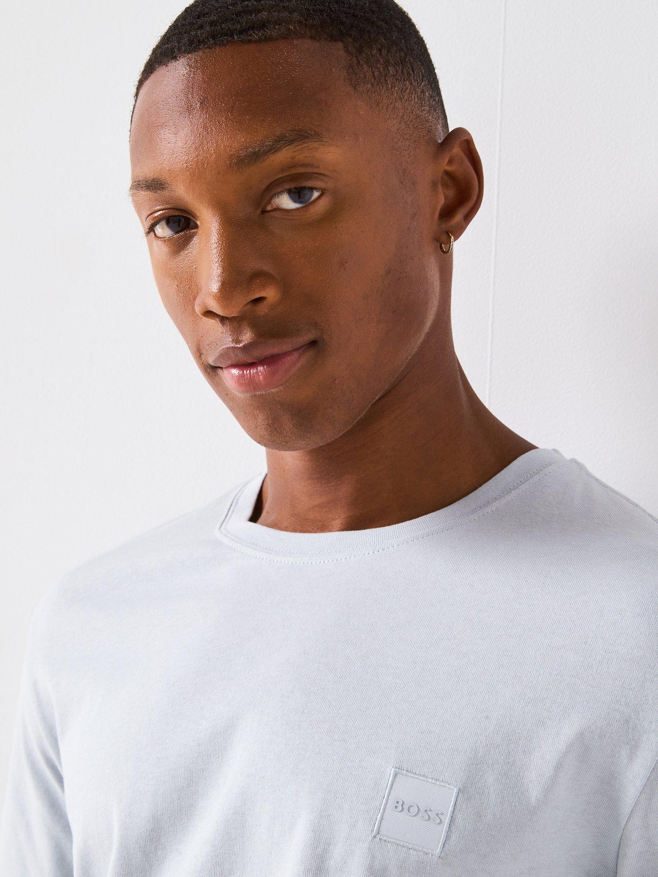 BOSS Tales Tonal Logo Relaxed Fit T-Shirt - Light Grey | Very