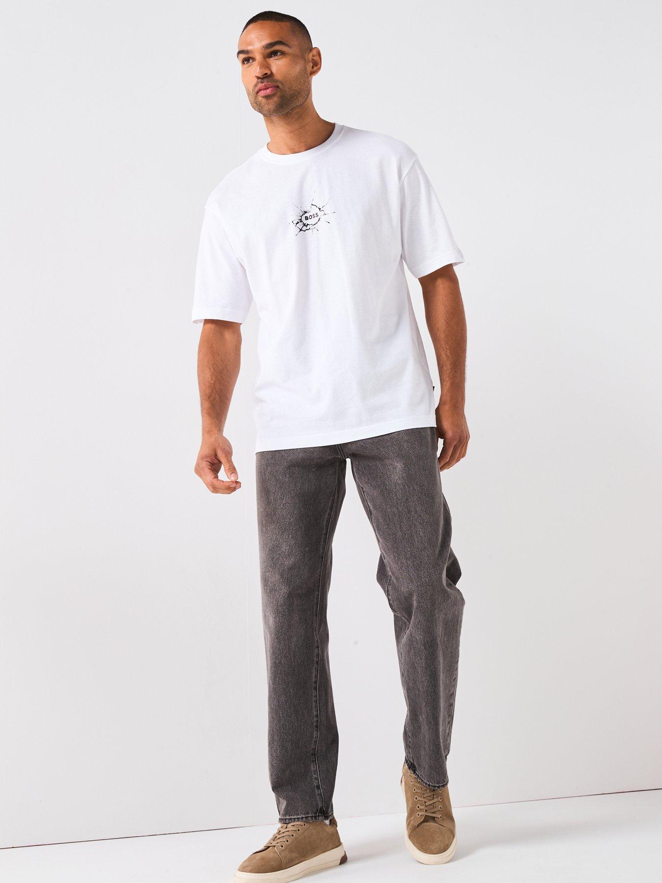 BOSS Voyage Relaxed Fit Small Crack Logo T-Shirt - White | Very