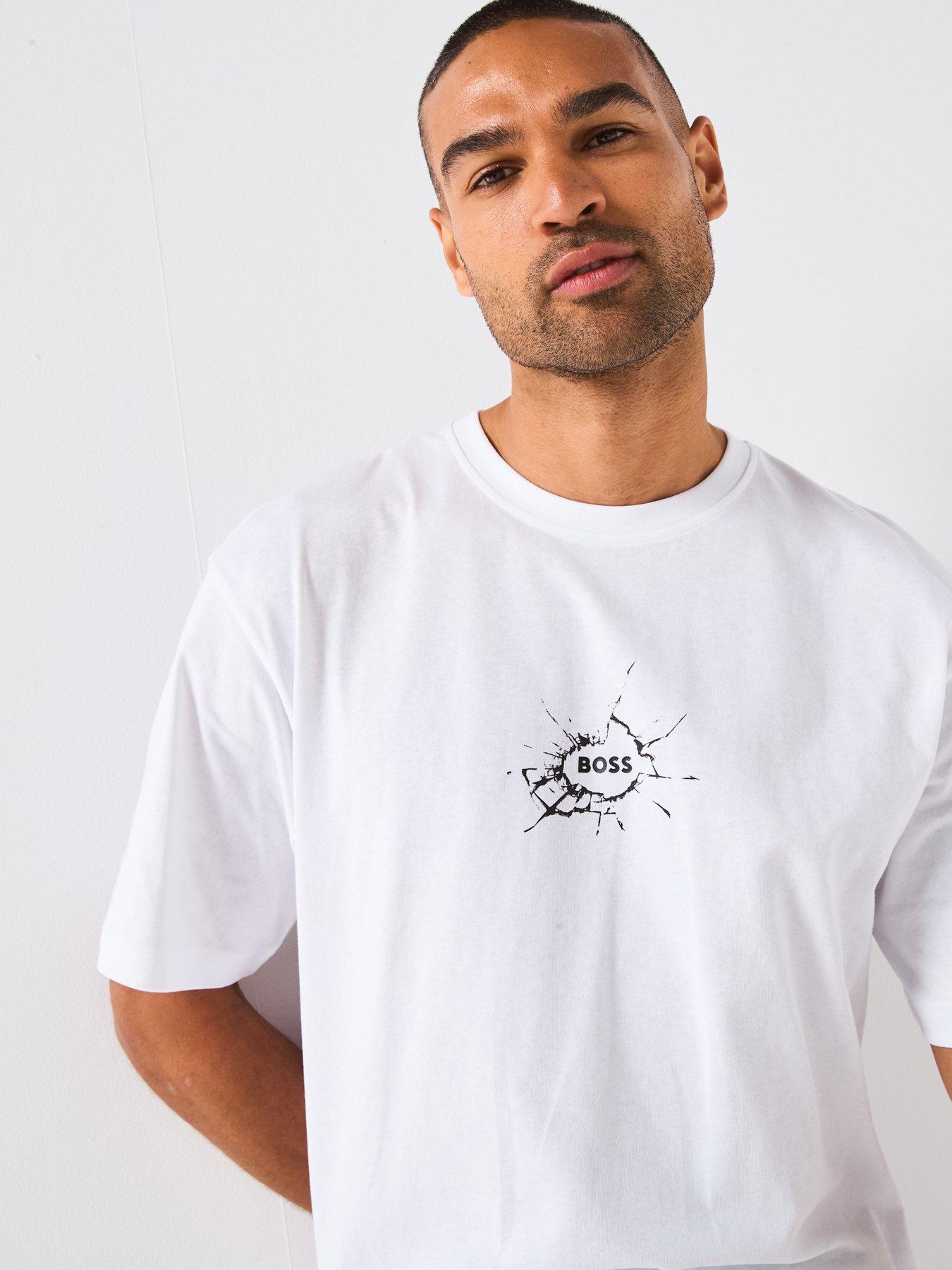 BOSS Voyage Relaxed Fit Small Crack Logo T-Shirt - White | Very