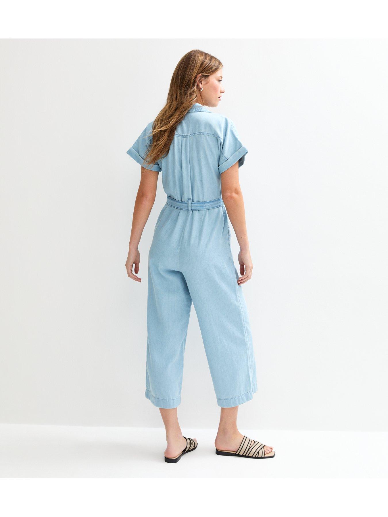 New Look Belted Denim Jumpsuit - Light Blue | Very