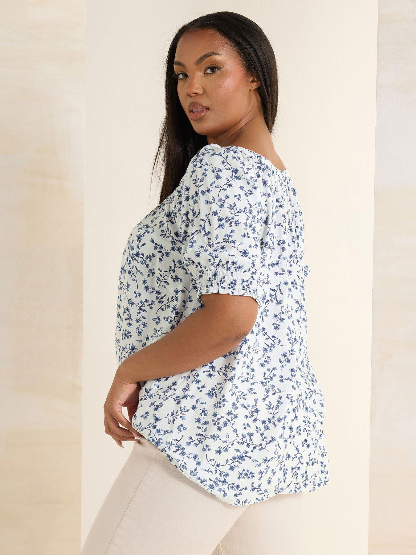 Yours Curve Gypsy Top - Blue | Very