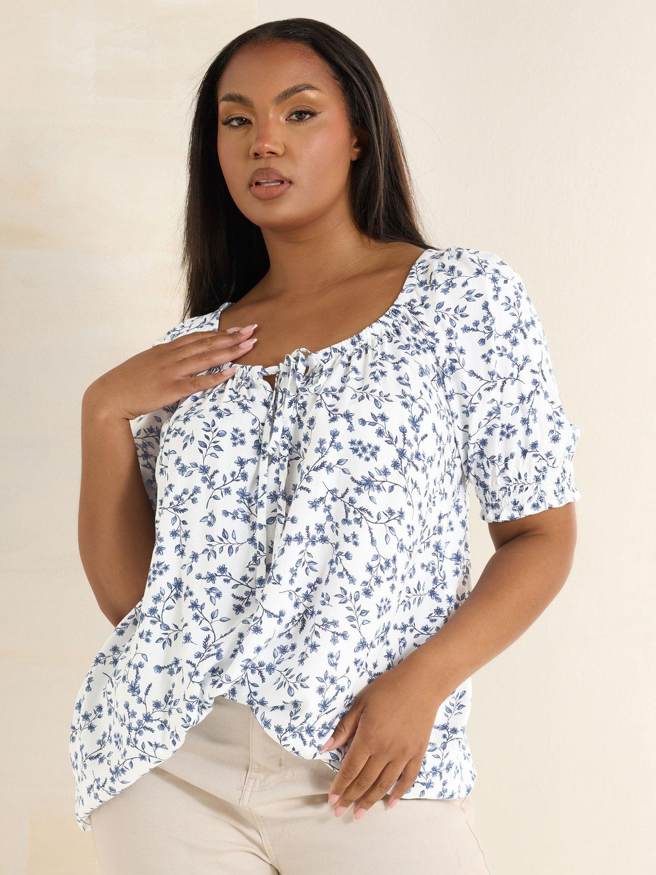Yours Curve Gypsy Top - Blue | Very
