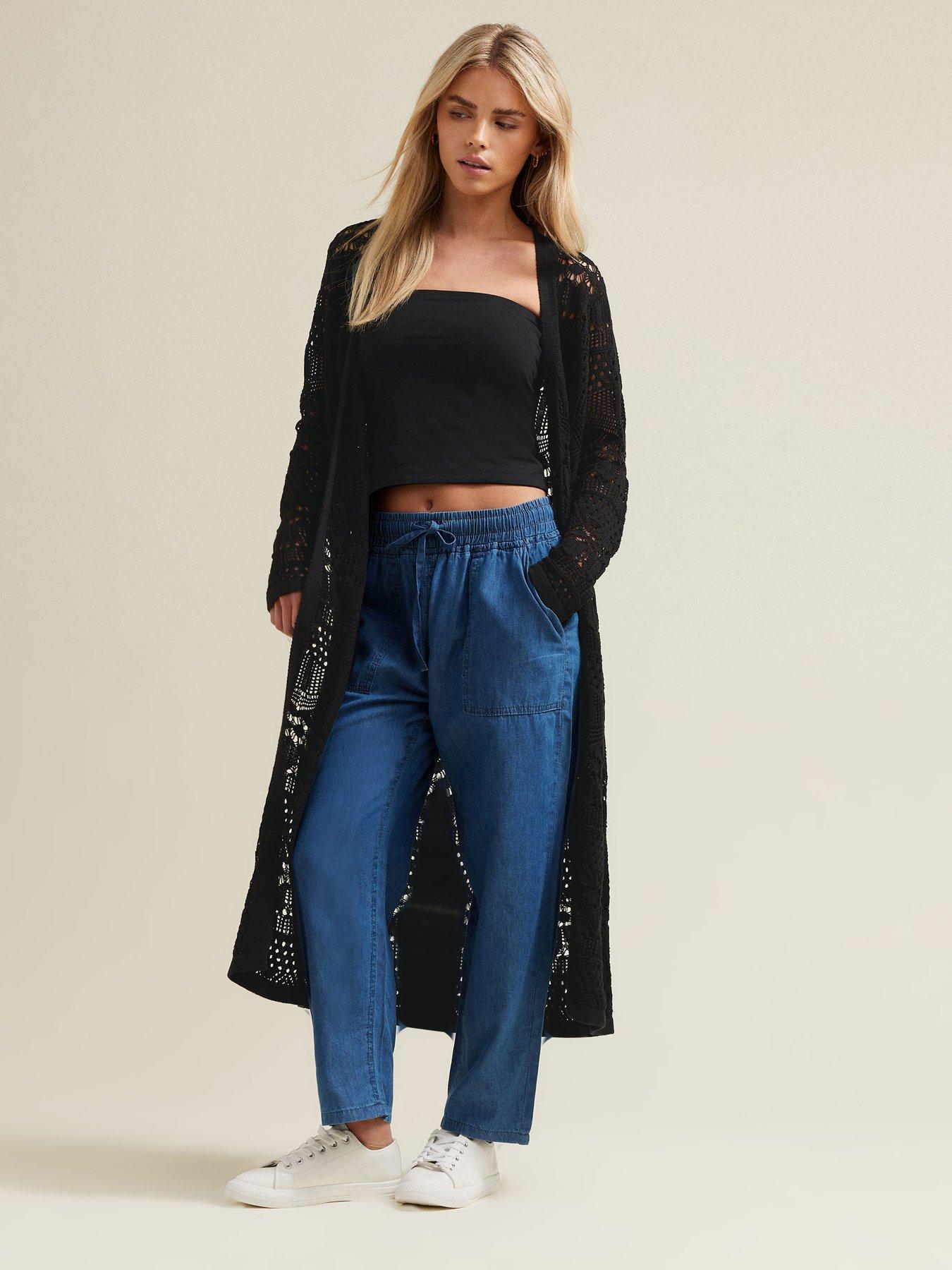 M&Co Petite Maxi Crochet Cardigan - Black | Very