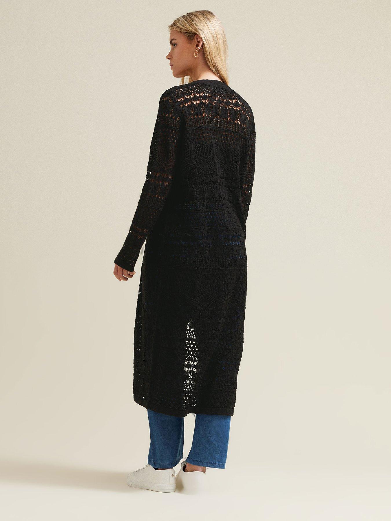 M&Co Petite Maxi Crochet Cardigan - Black | Very