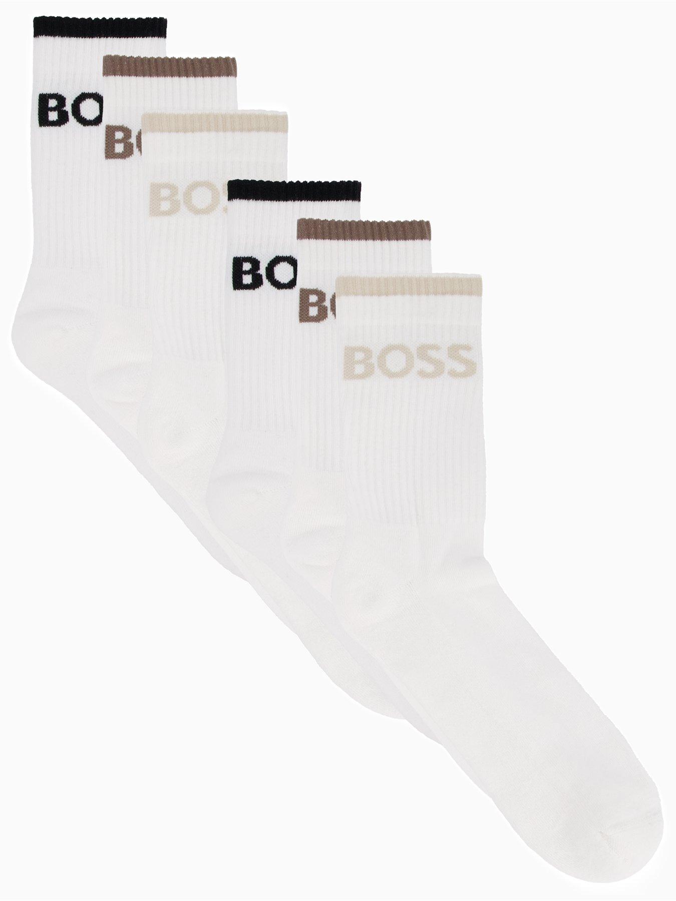 BOSS 6 Pack Crew Sports Socks - White | Very