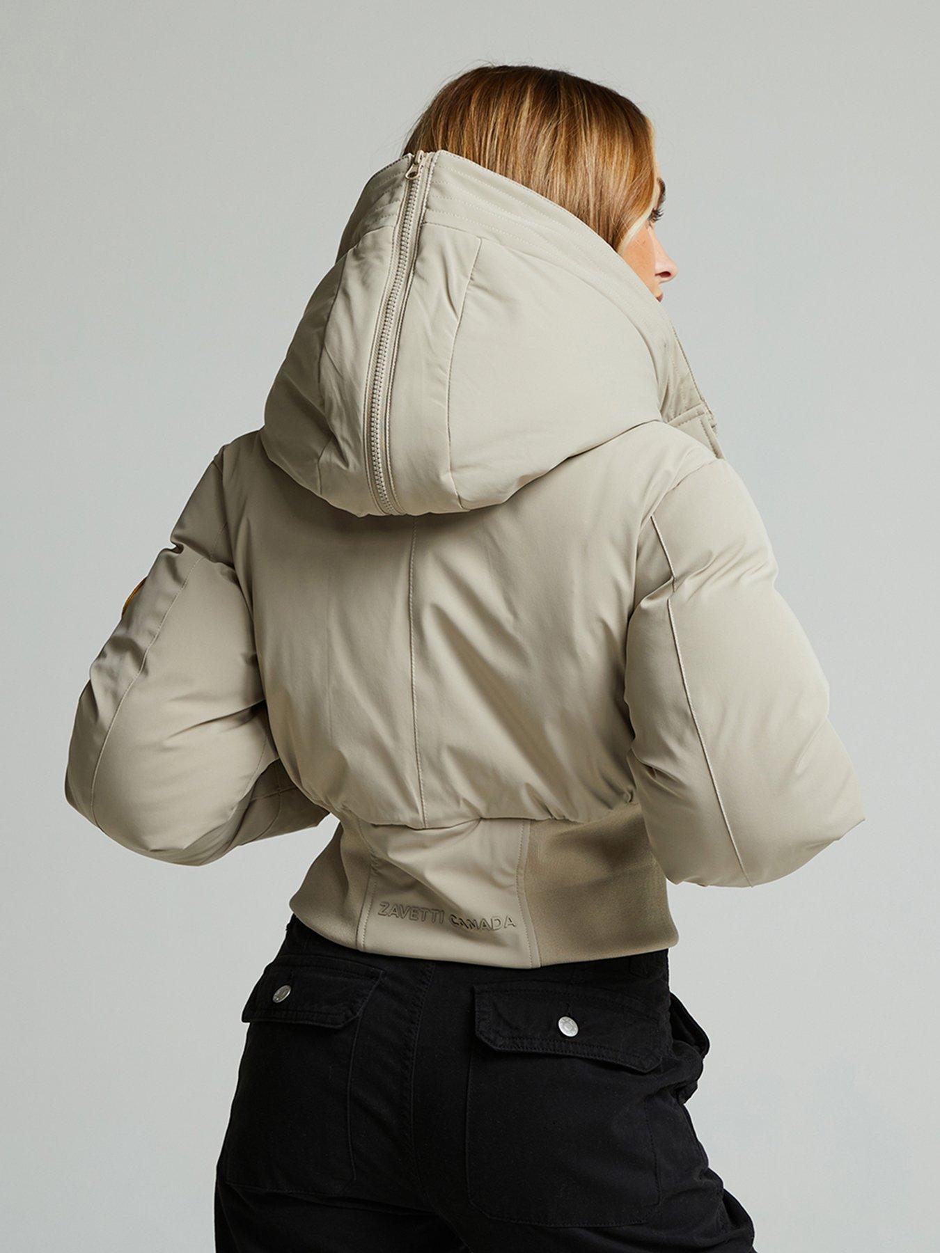 Zavetti Canada Ossani Split Hood Crop Puffer Bomber Jacket - Beige | Very