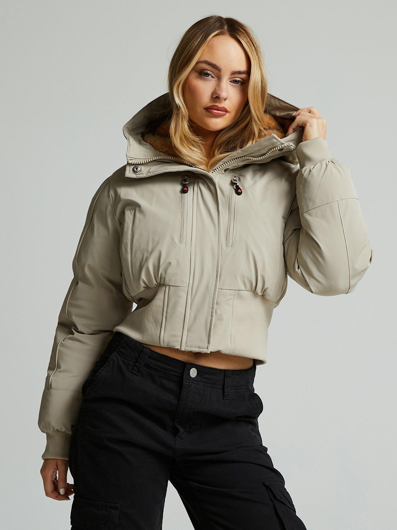 Zavetti Canada Ossani Split Hood Crop Puffer Bomber Jacket - Beige | Very