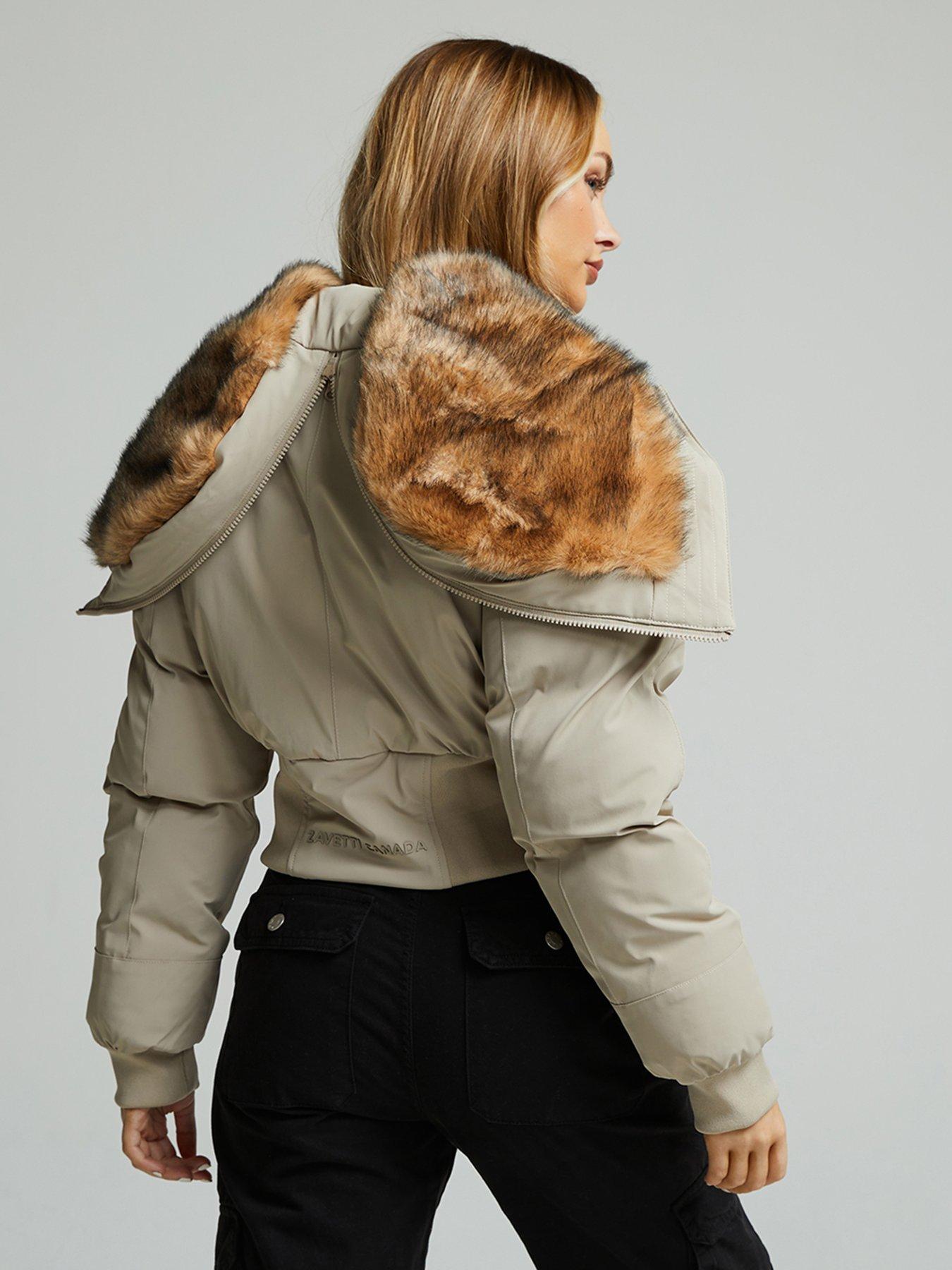 Zavetti Canada Ossani Split Hood Crop Puffer Bomber Jacket - Beige | Very