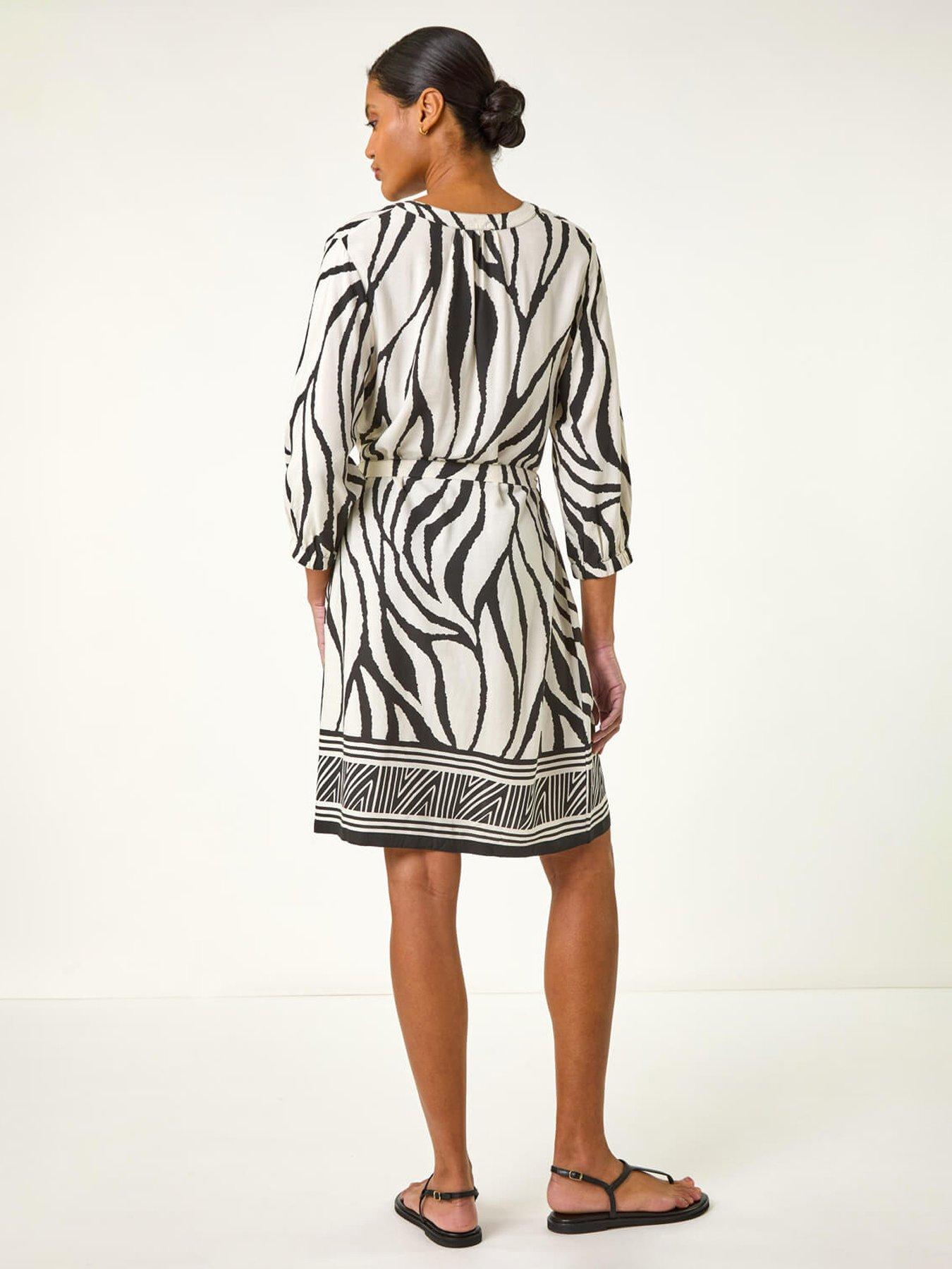 Roman Abstract Border Tie Shirt Dress - Ivory | Very