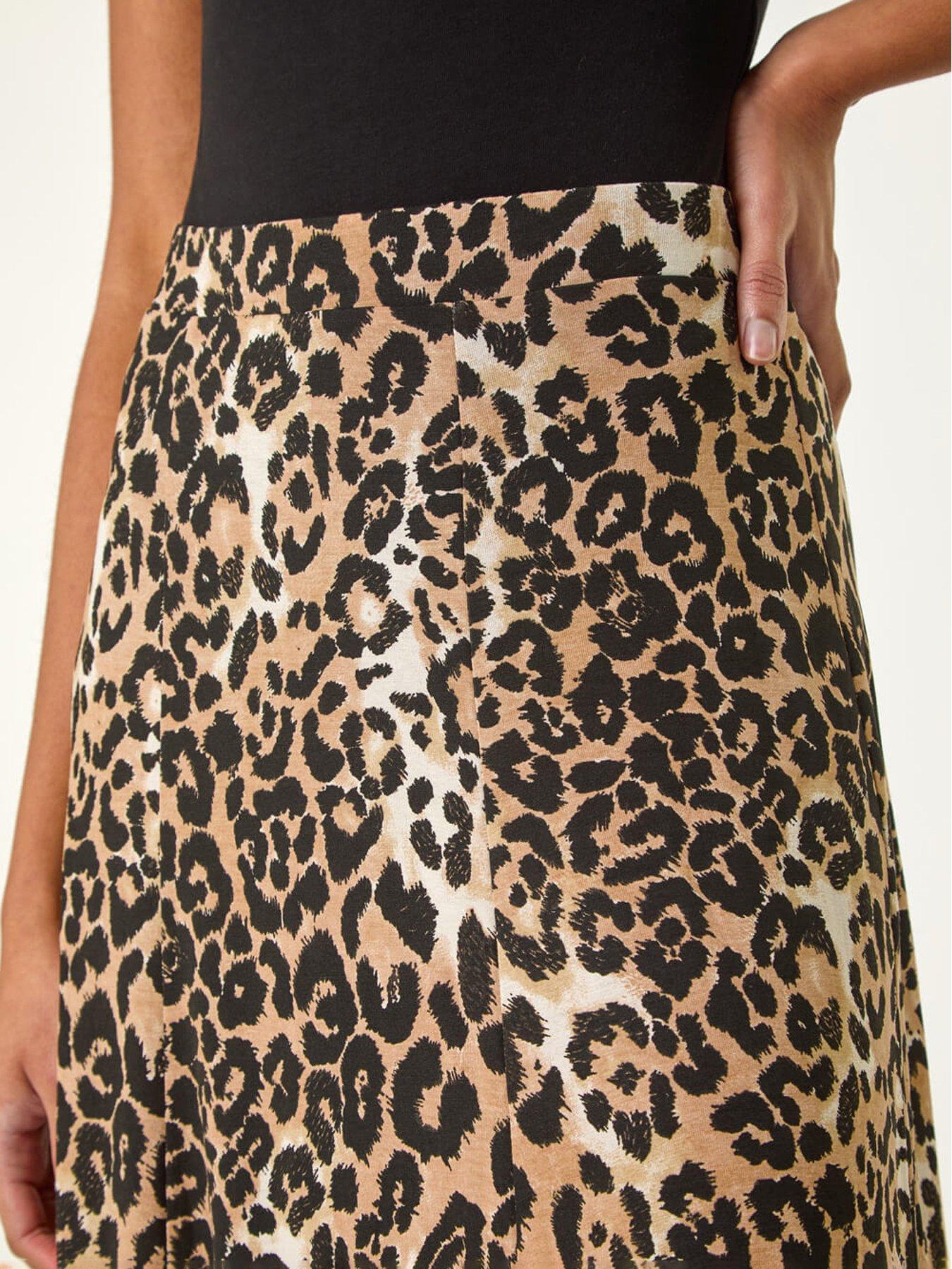 Roman Leopard Print A-line Midi Skirt - Tan | Very